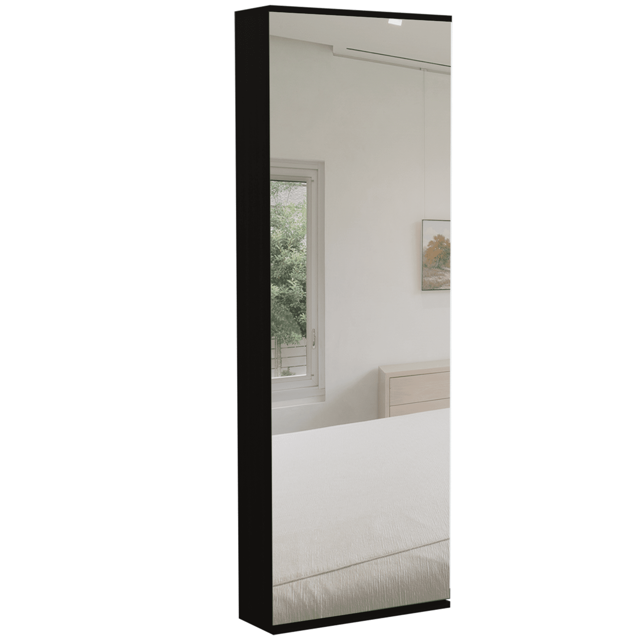 Newboti Furniture Connecticut Wall Mounted Shoe Rack, Mirror, Five ...