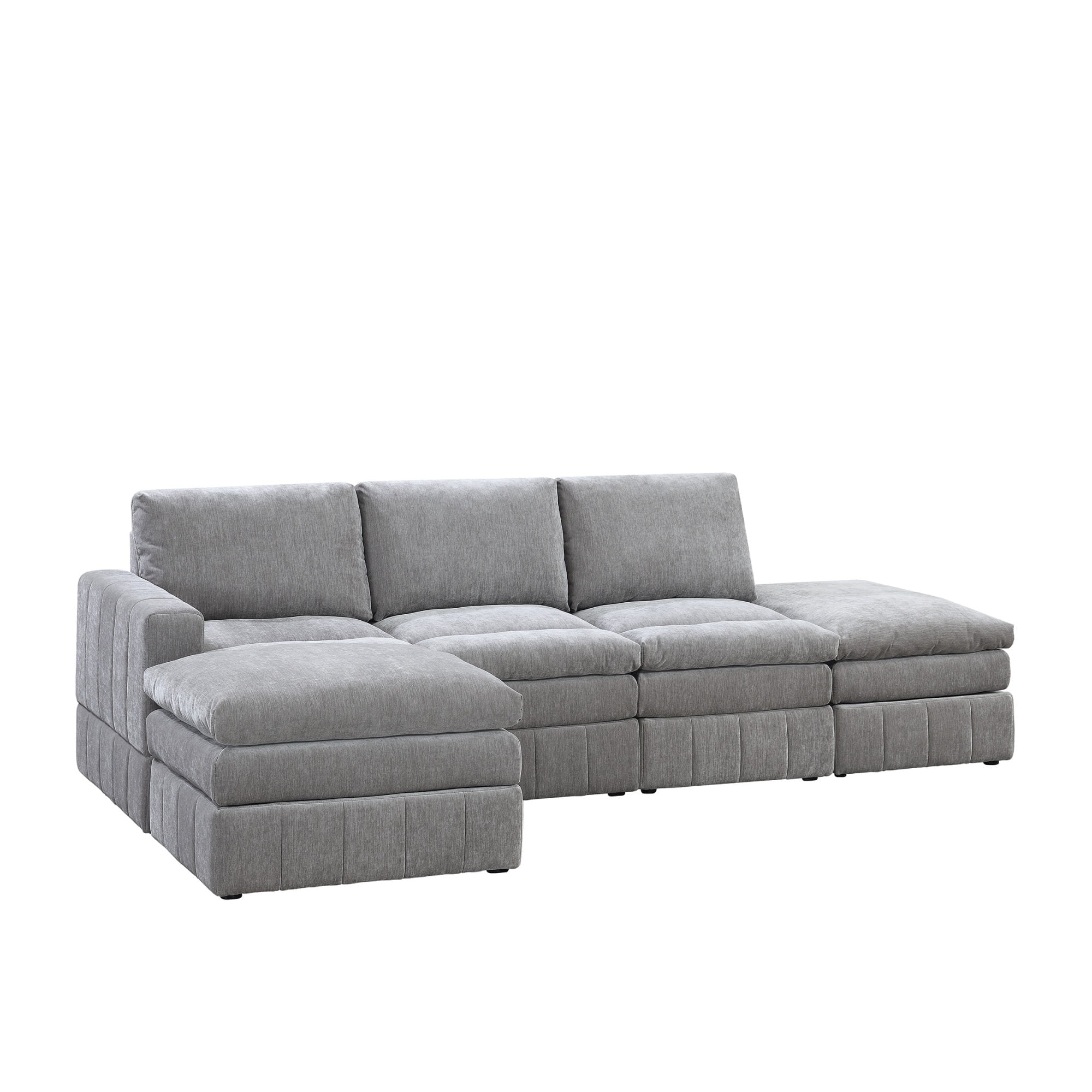 Newboti Furniture Contemporary 5pc Set Modular Sectional Set 1x One Arm Chair / Wedge 2x Armless ...