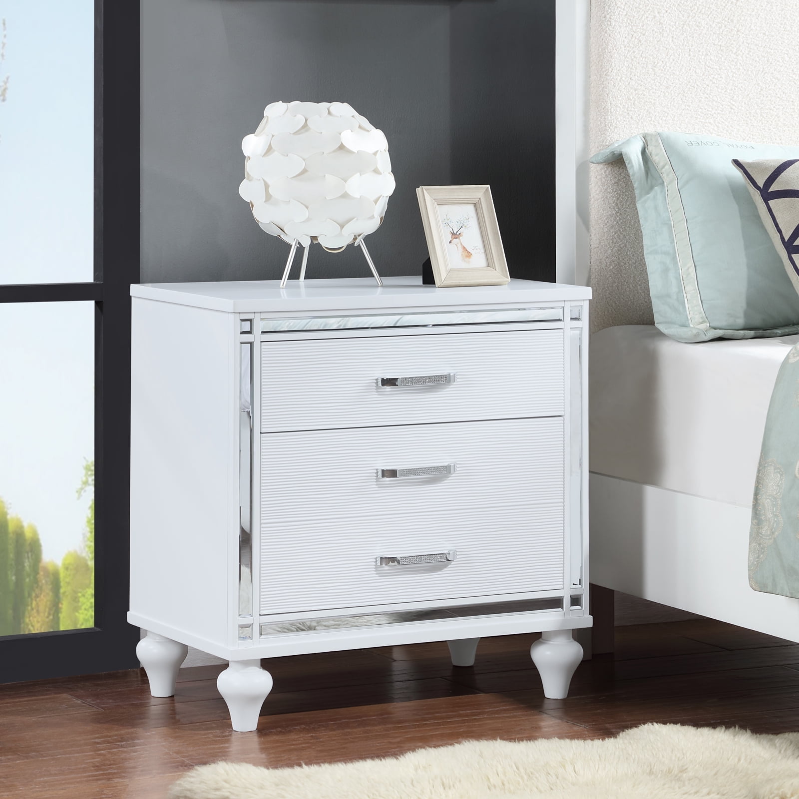 Newboti Furniture Contemporary Nightstands with mirror frame accents ...