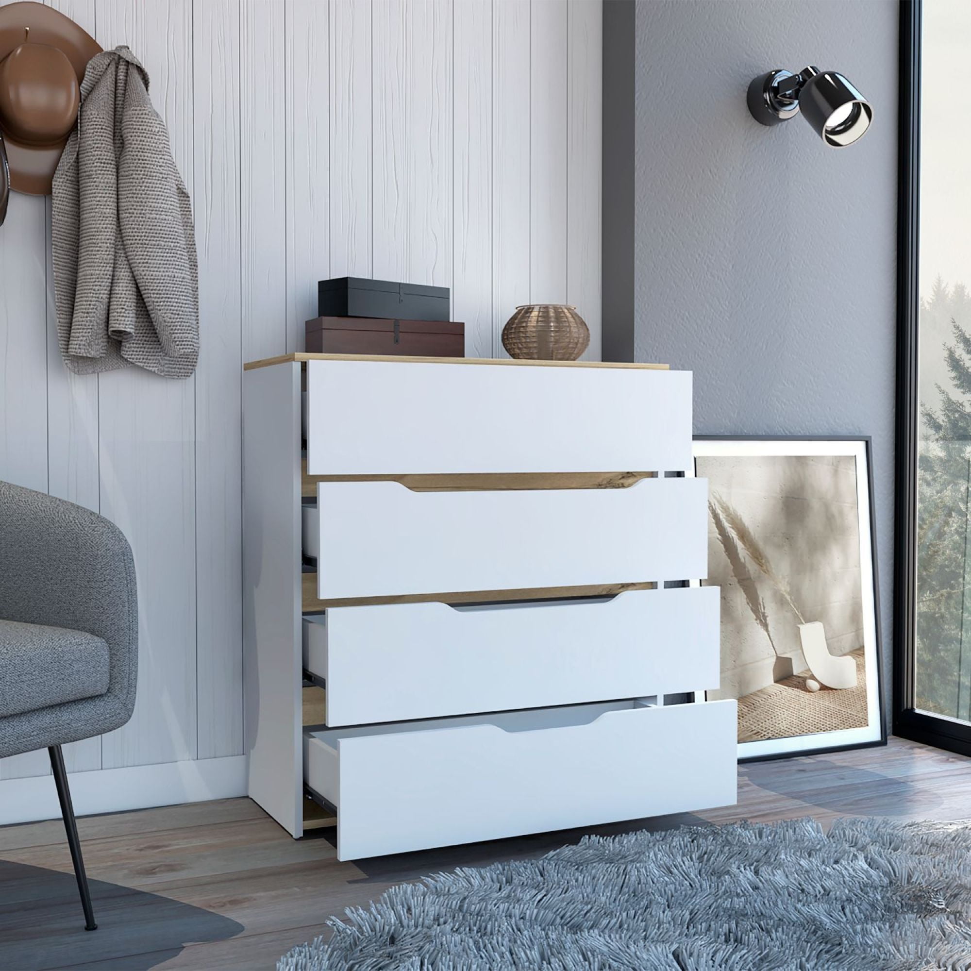 Newboti Furniture Drawer Dresser 35"H, Four Drawers, Superior Top ...