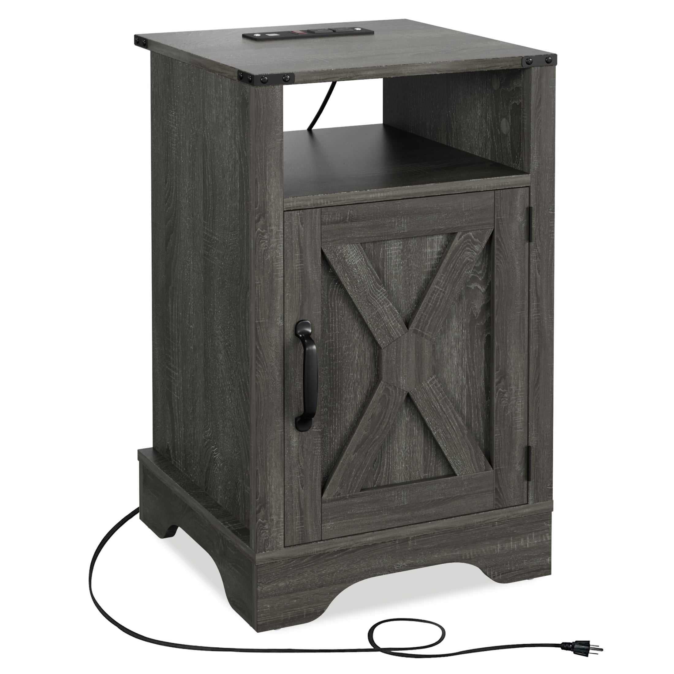 Newboti Furniture Farmhouse Nightstand Side Table, Wooden Rustic End ...