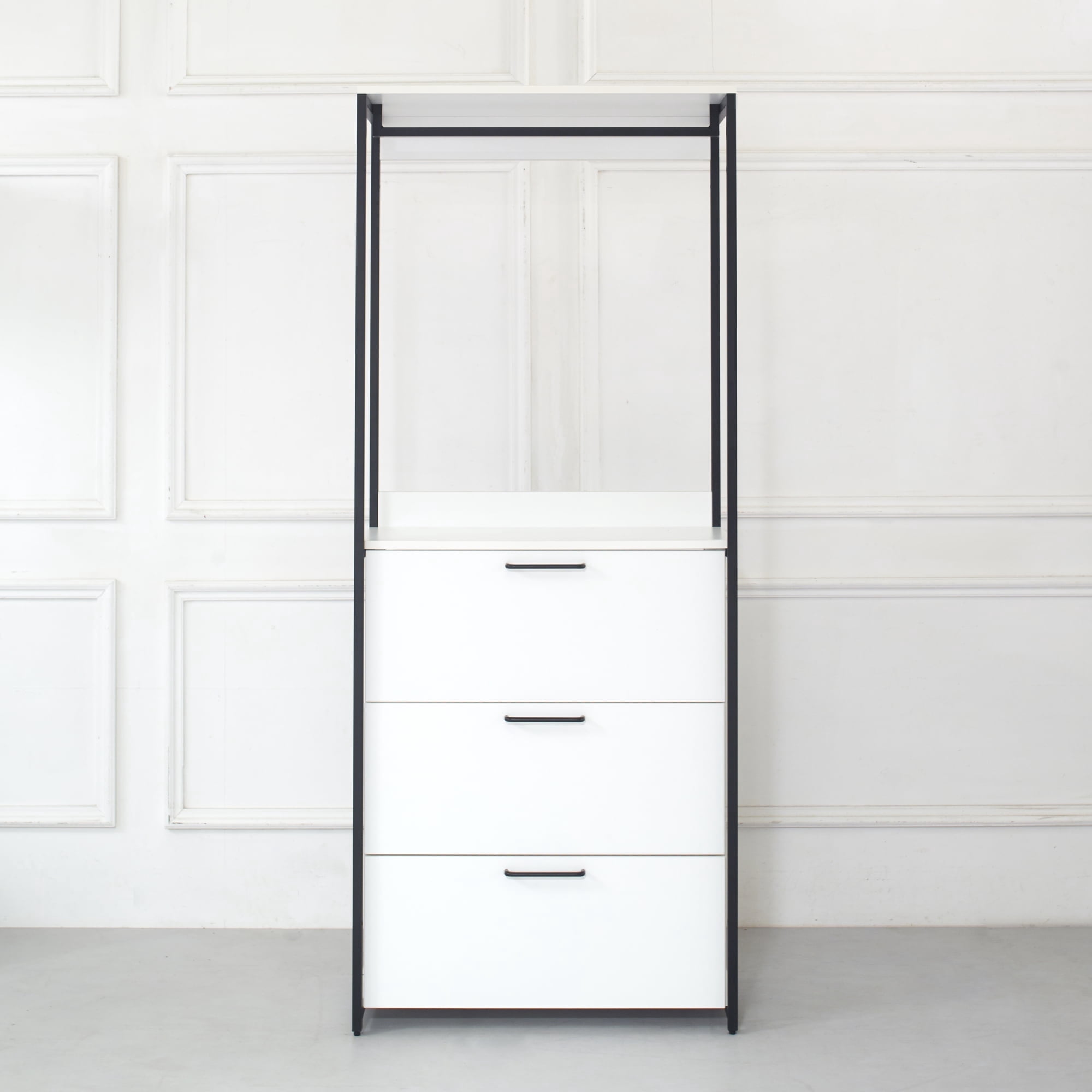 Newboti Furniture Fiona Wood and Metal Walk-in Closet with Three ...