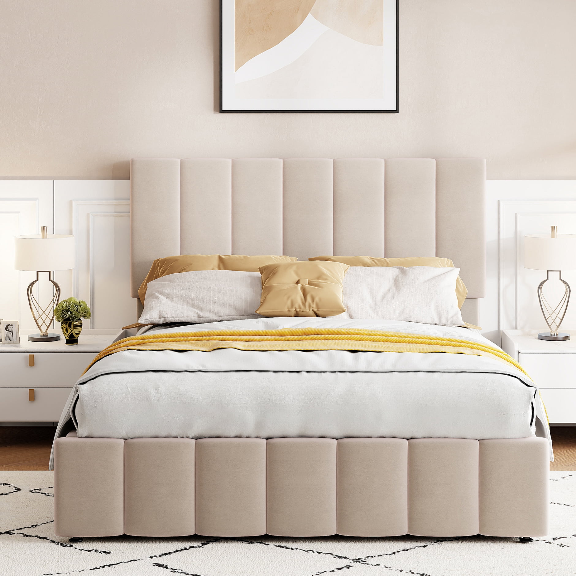 Newboti Furniture Full size Upholstered Platform bed with a Hydraulic ...