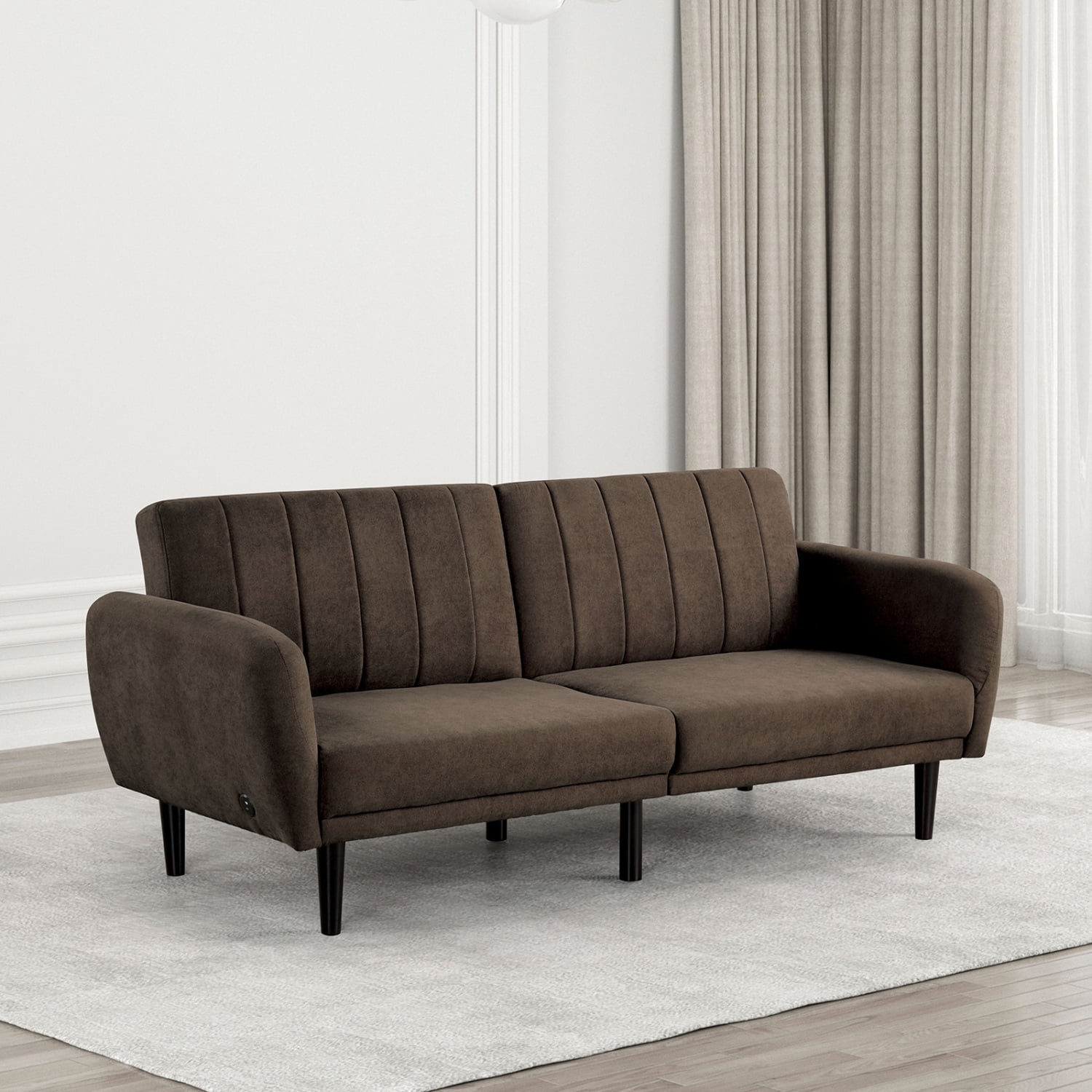 Newboti Furniture Futon Sofa Brown Color Converts into Bed Tufted ...