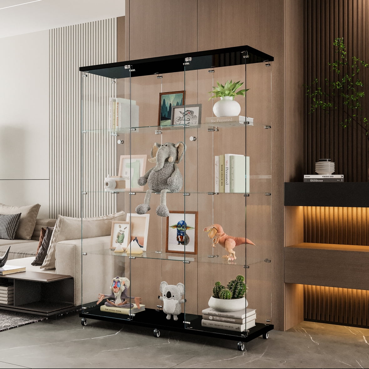Newboti Furniture Glass Display Cabinet with 4 Shelves Extra Large ...