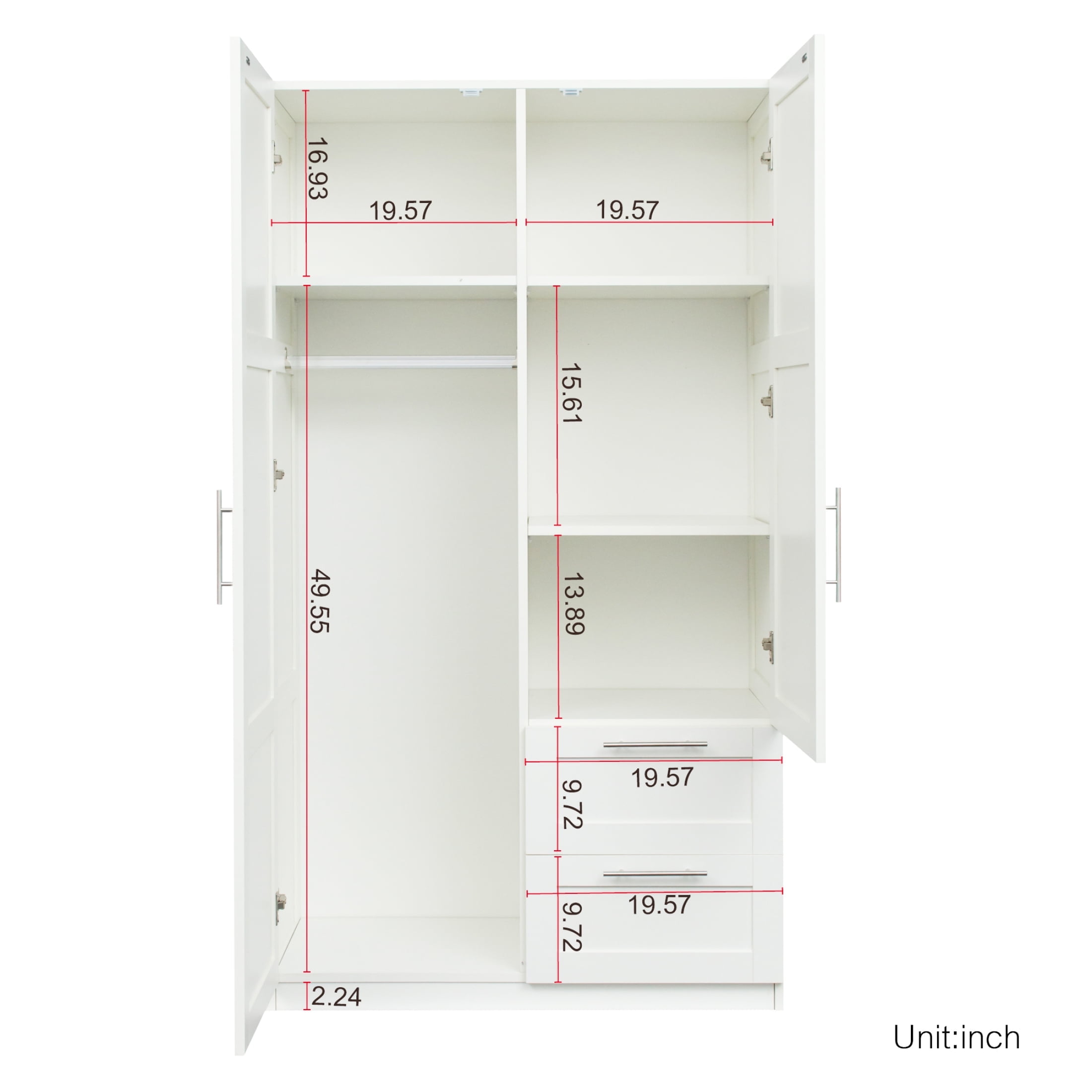Newboti Furniture High wardrobe and kitchen cabinet with 2 doors, 2 ...