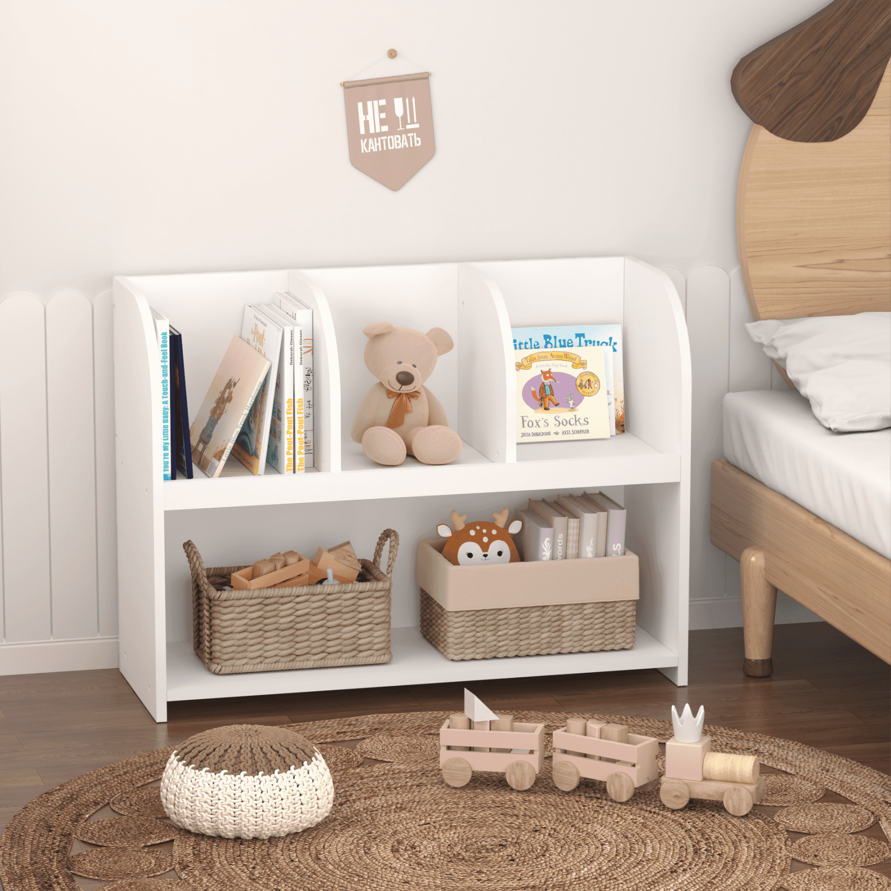 Newboti Furniture Kids Bookcase with 4 Compartments, Storage Book Shelf ...