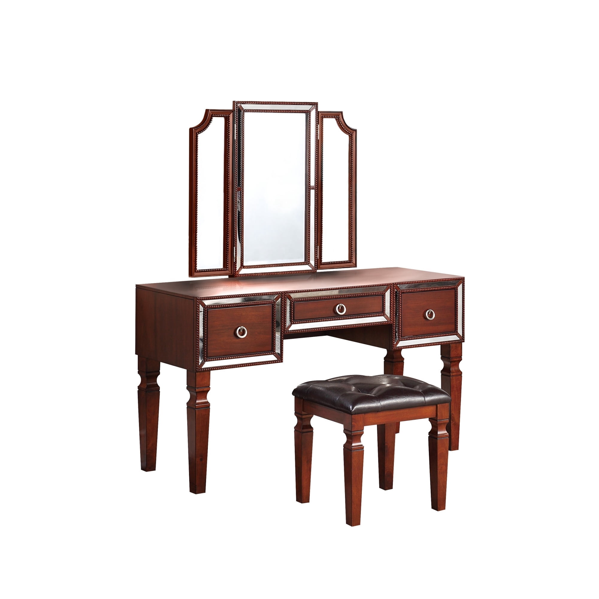 Newboti Furniture Luxurious Majestic Classic Cherry Color Vanity Set w ...