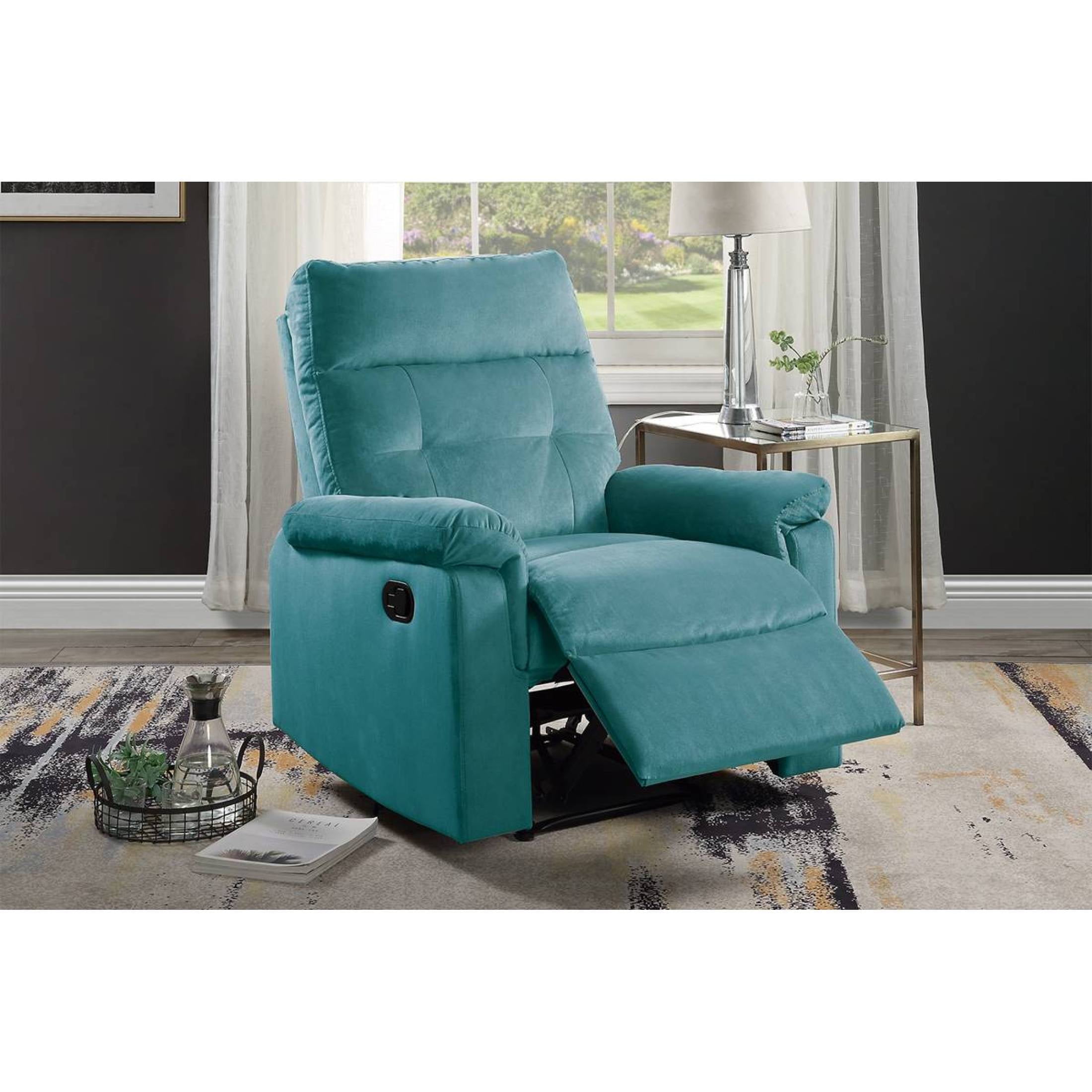 Newboti Furniture Luxurious Velvet Teal Blue Color Motion Recliner ...