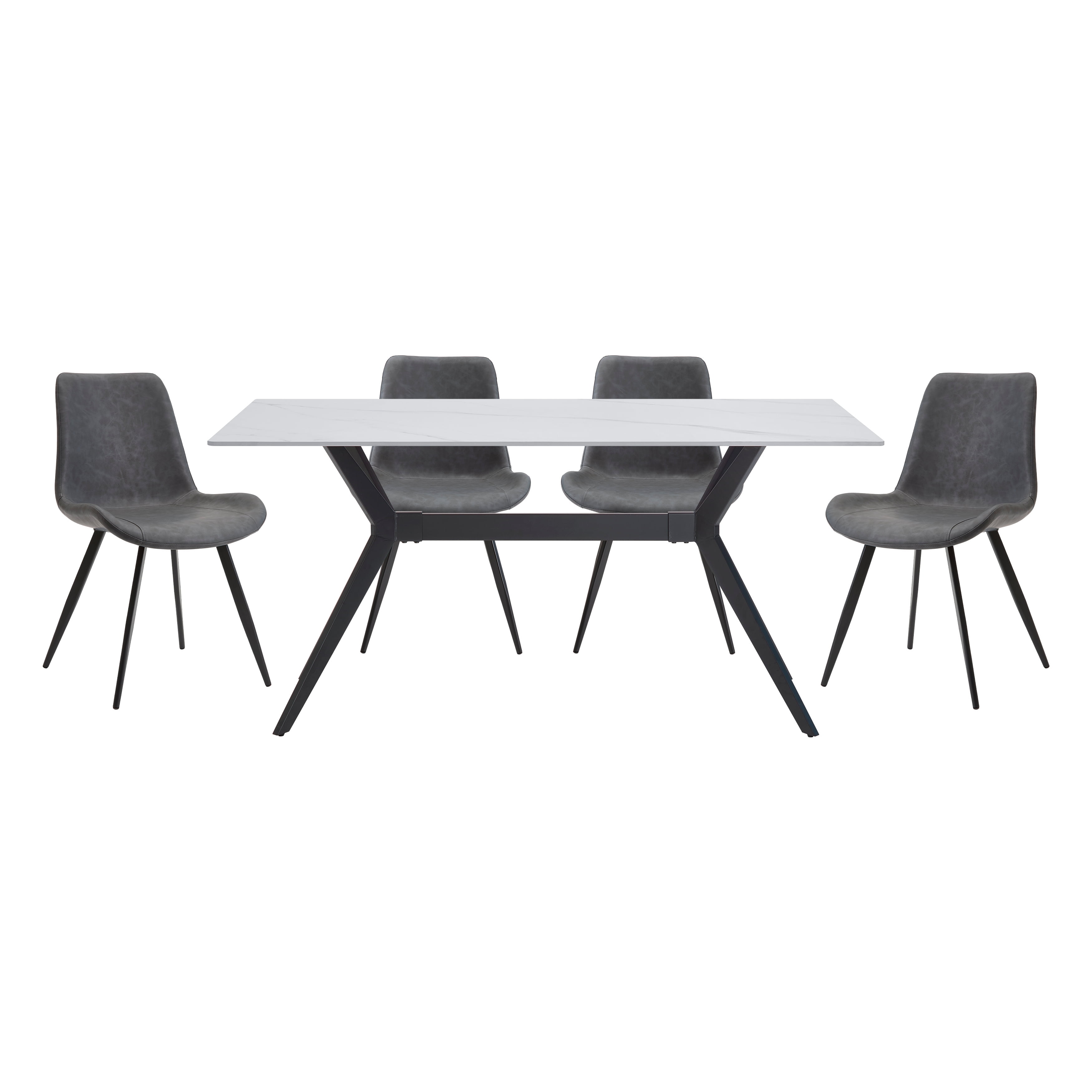 Newboti Furniture Modern 5Pc Dining Table Set With 4X Chairs Gray ...