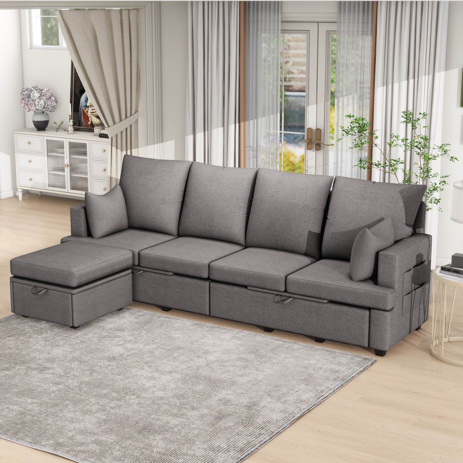 Newboti Furniture Modern L Shape Modular Sofa, 5 Seat Chenile Sectional ...