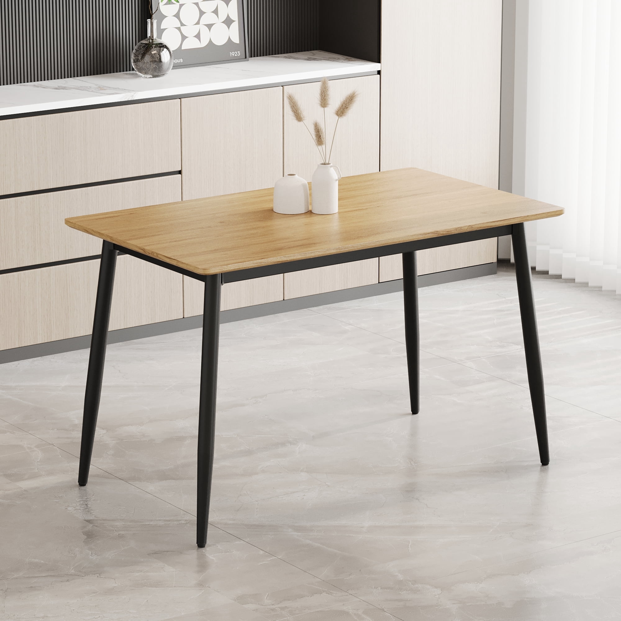 Newboti Furniture Modern Minimalist Mdf Grain Tabletop Dining Table ...