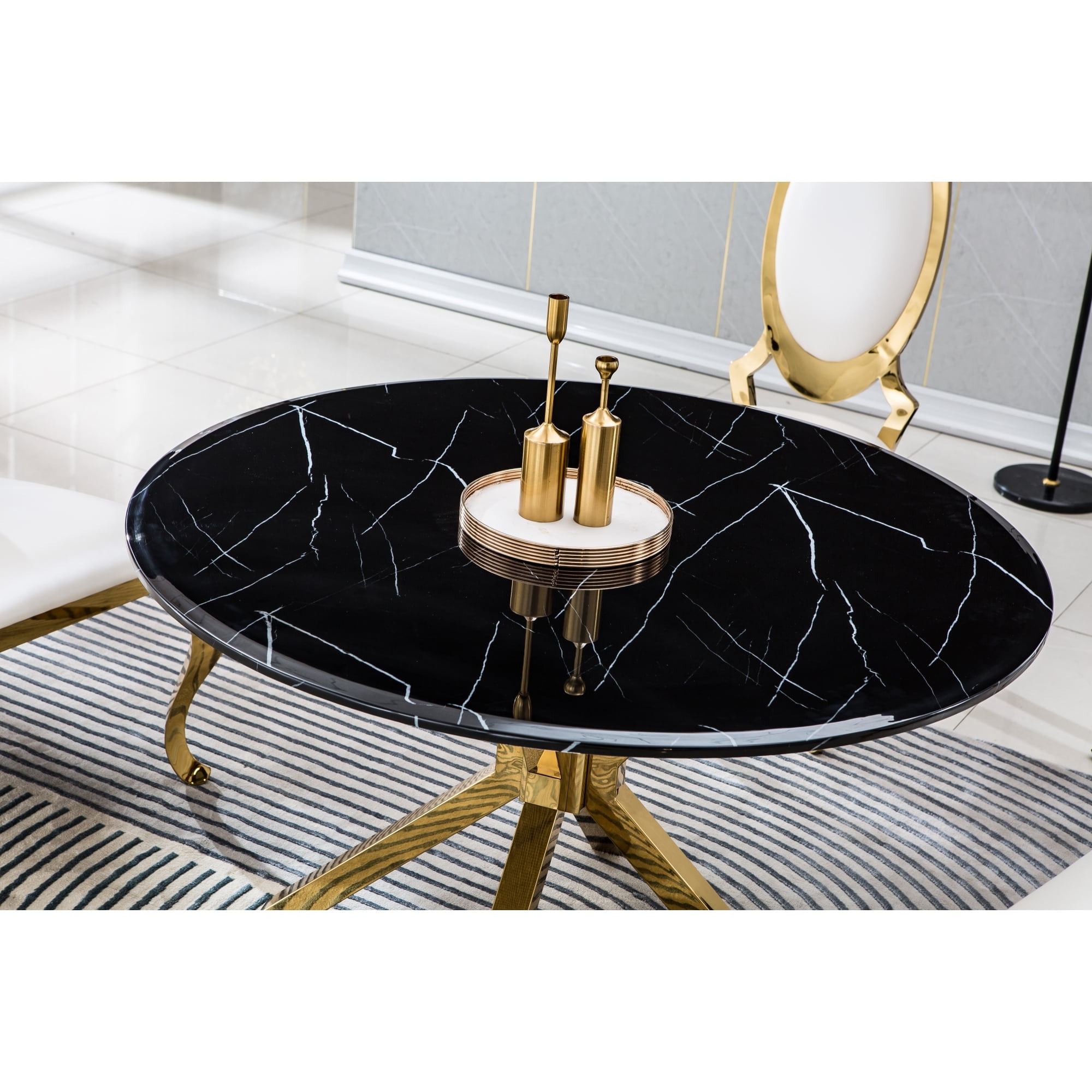 Newboti Furniture Modern Round Marble Table for Dining Room/Kitchen, 1. ...