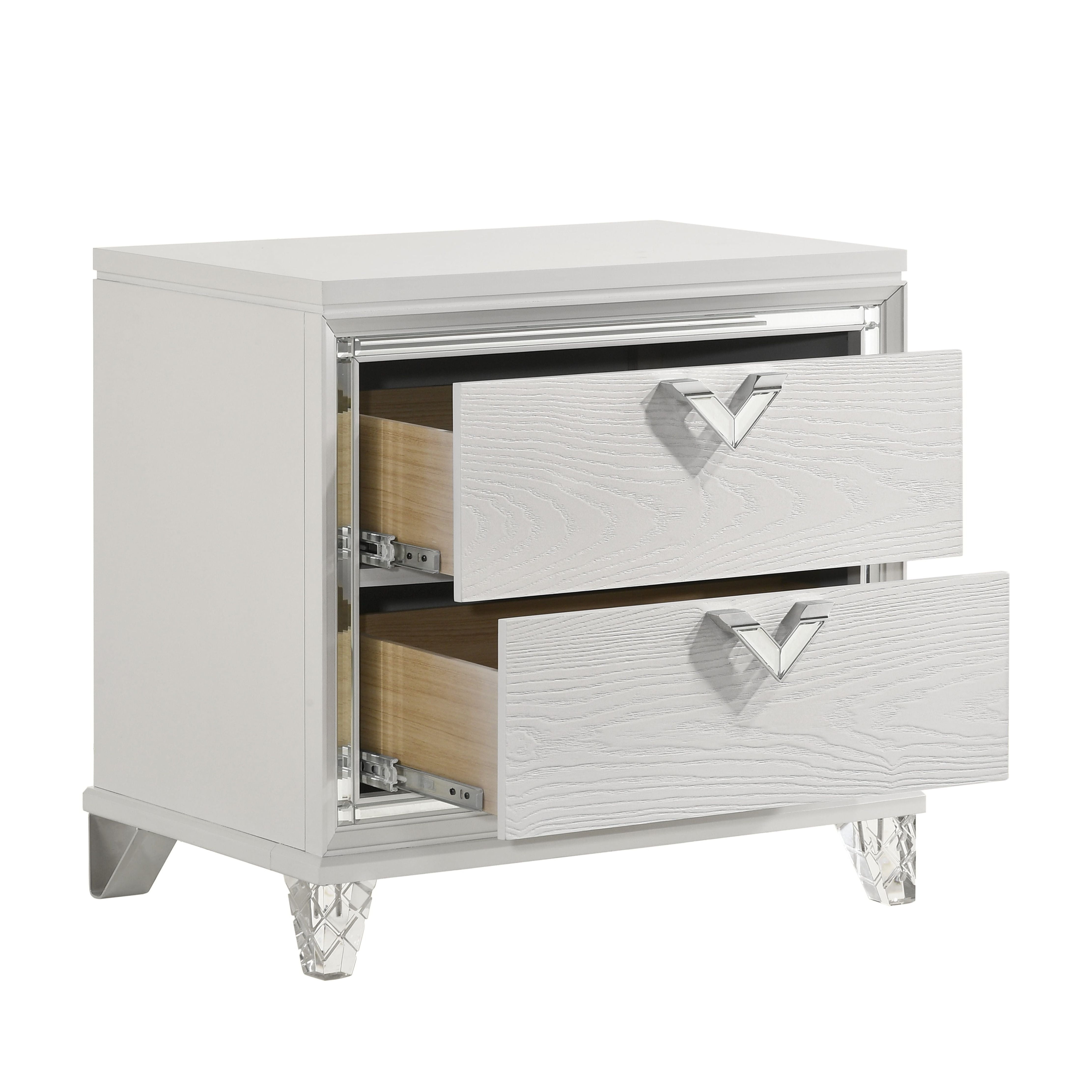 Newboti Furniture Modern Style 2-Drawer Nightstand with LED Glow & V ...