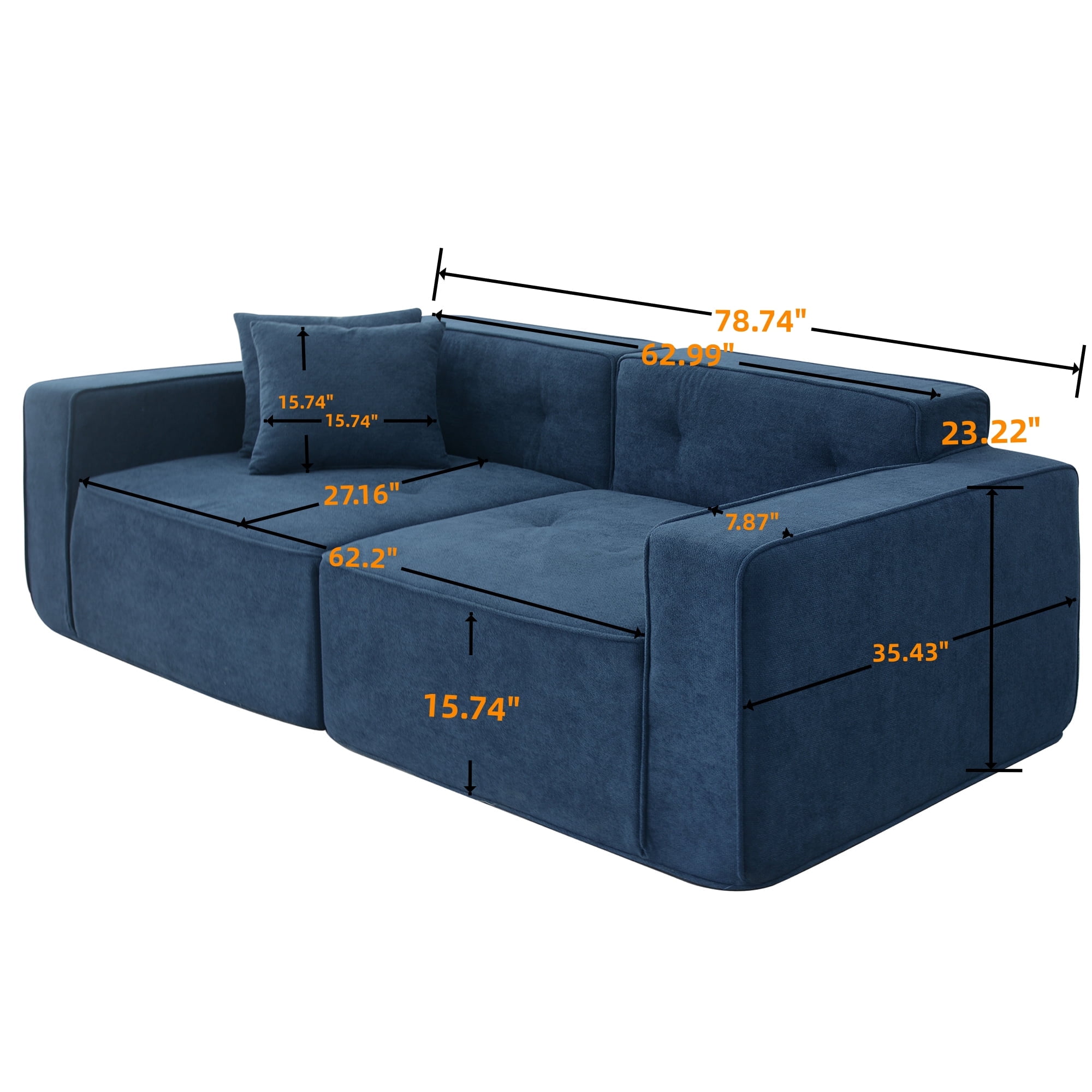 Newboti Furniture Modern Teddy Velvet Sofa,Full foam 3 seat compression ...
