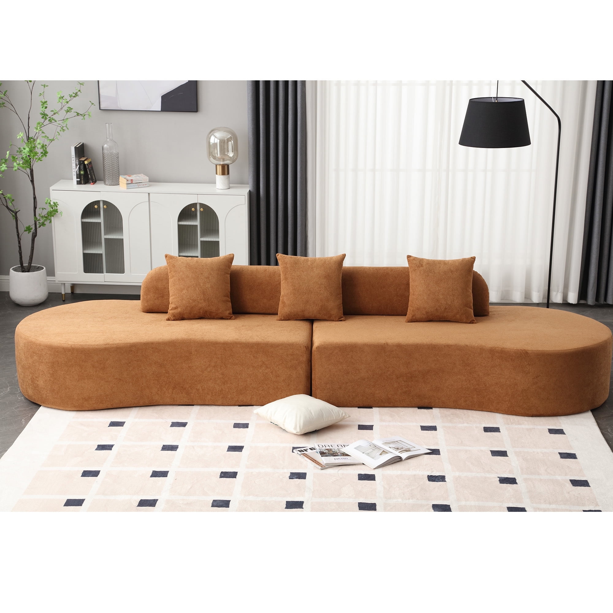 Newboti Furniture Modern curved combination sofa, terrycloth fabric ...