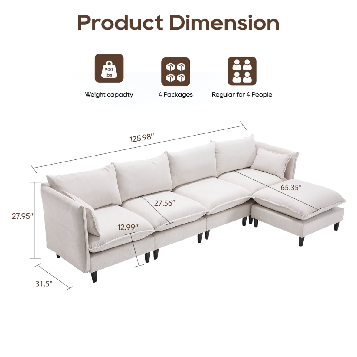 Newboti Furniture Modular Sectional Sofa, L Shaped Couch Set for Living ...
