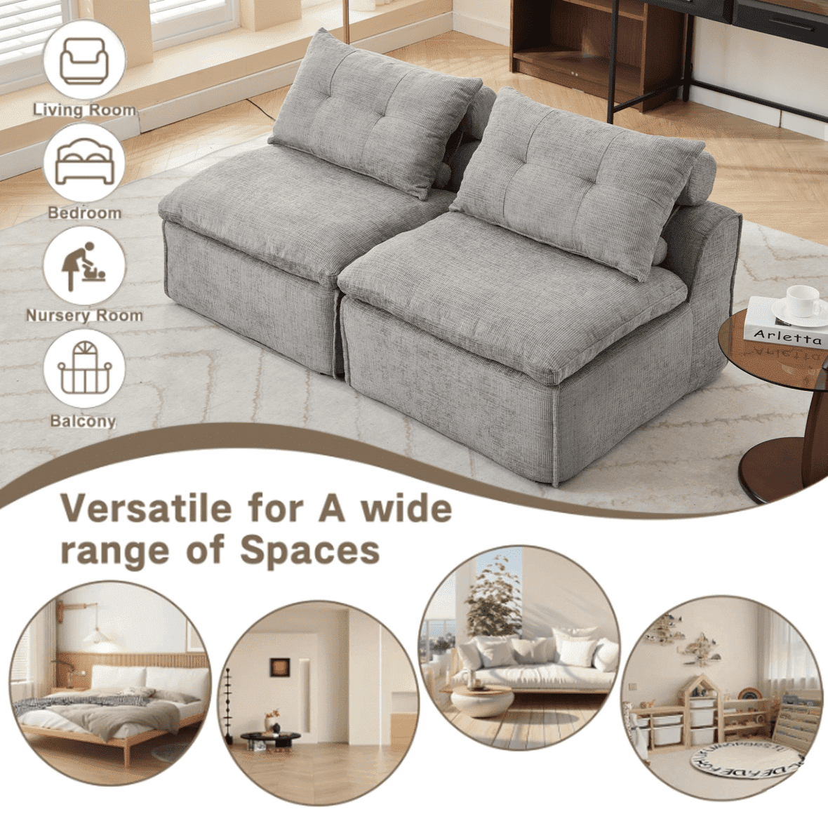 Newboti Furniture Modular Sofa,No Armrests,At will DIY, Chenille Fabric ...