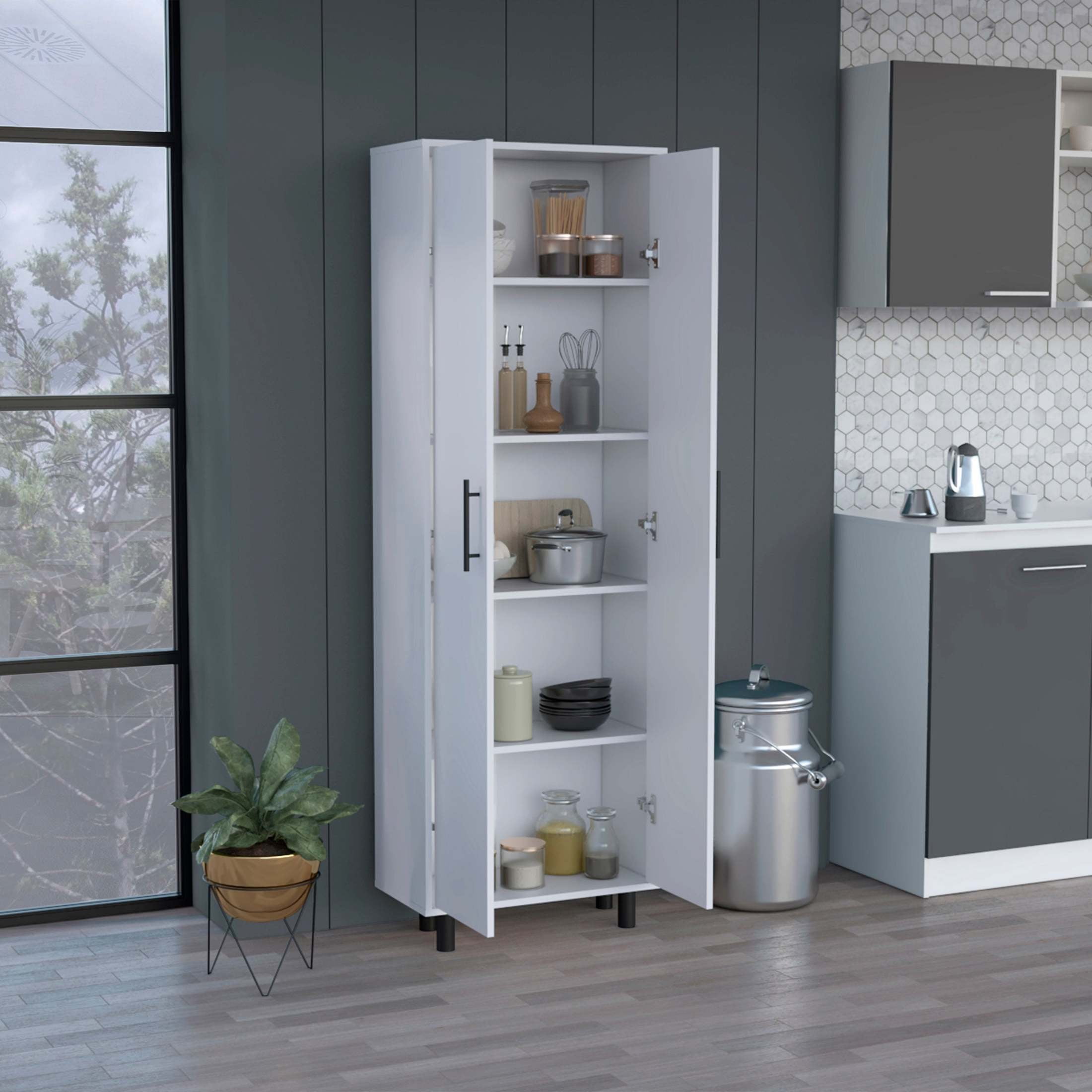Newboti Furniture Multistorage Cabinet 71"H, Five Internal Shelves, Two ...