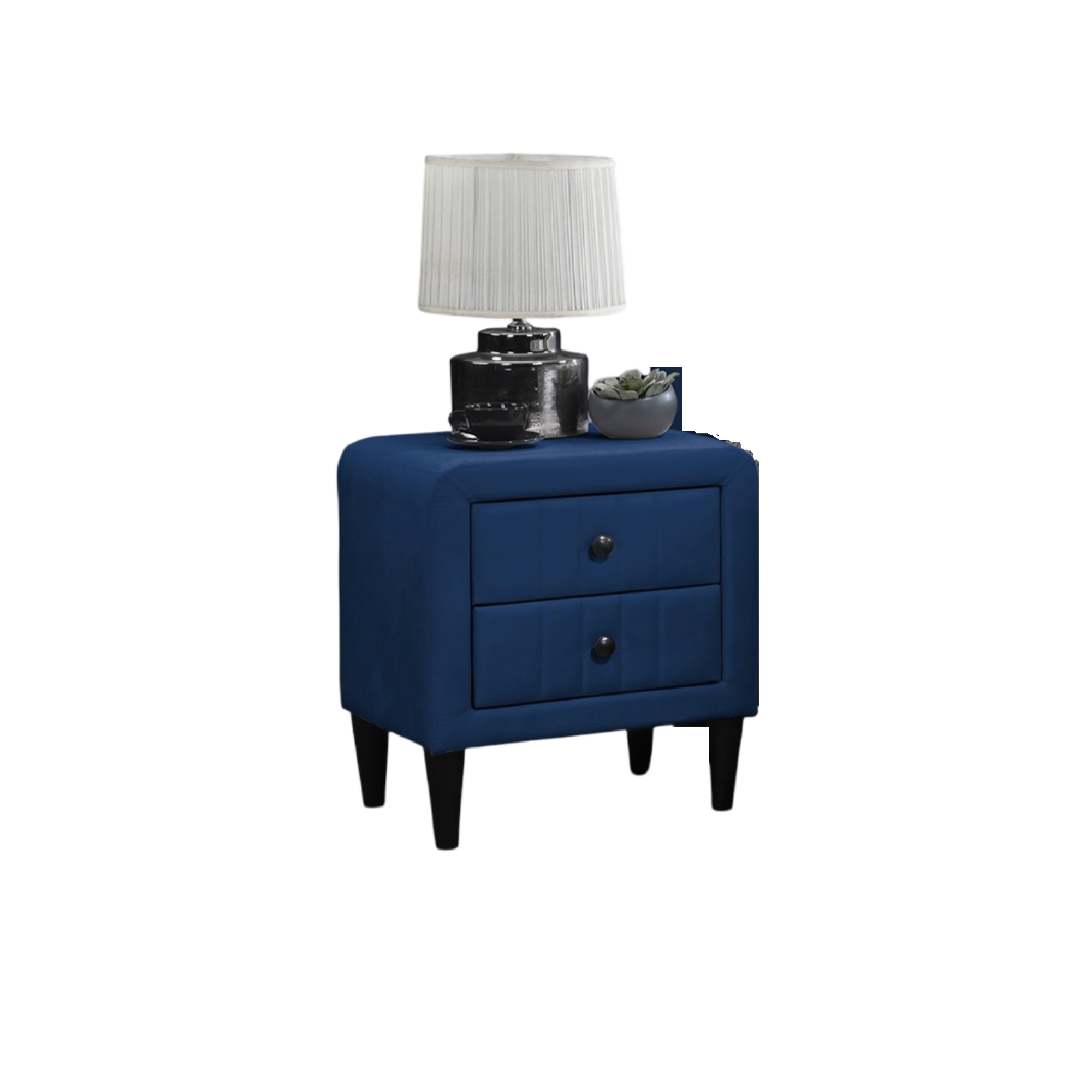 Newboti Furniture Navy Blue Color Velvet Gorgeous 1pc Nightstand ...
