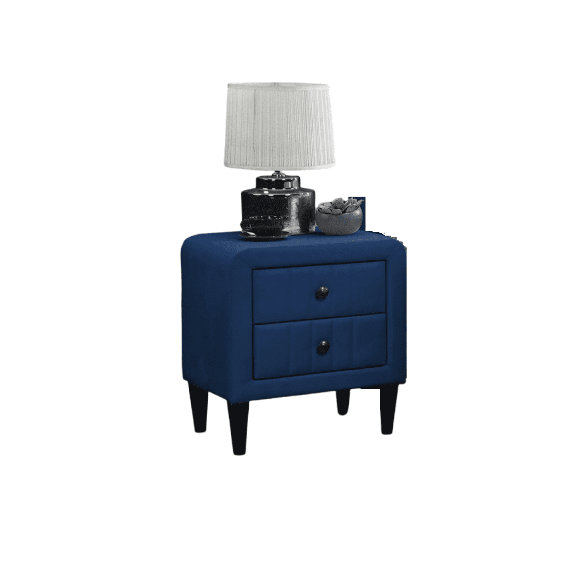 Newboti Furniture Navy Blue Color Velvet Gorgeous 1pc Nightstand ...
