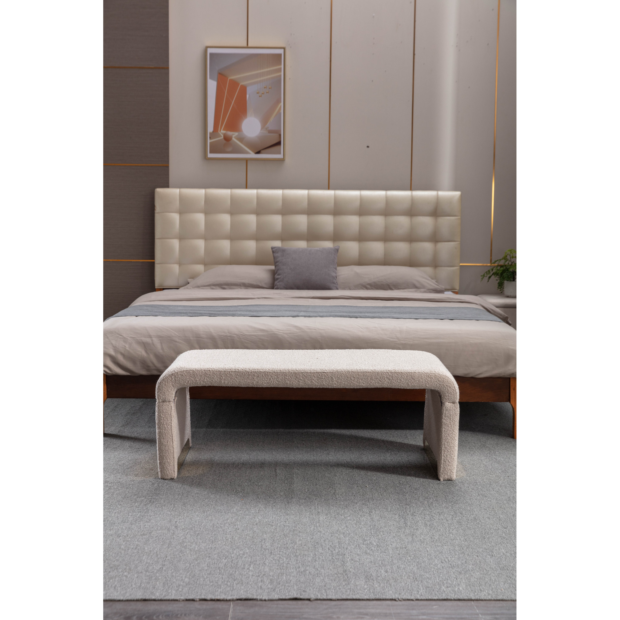 Newboti Furniture New Boucle Fabric Loveseat Ottoman Footstool Bedroom ...