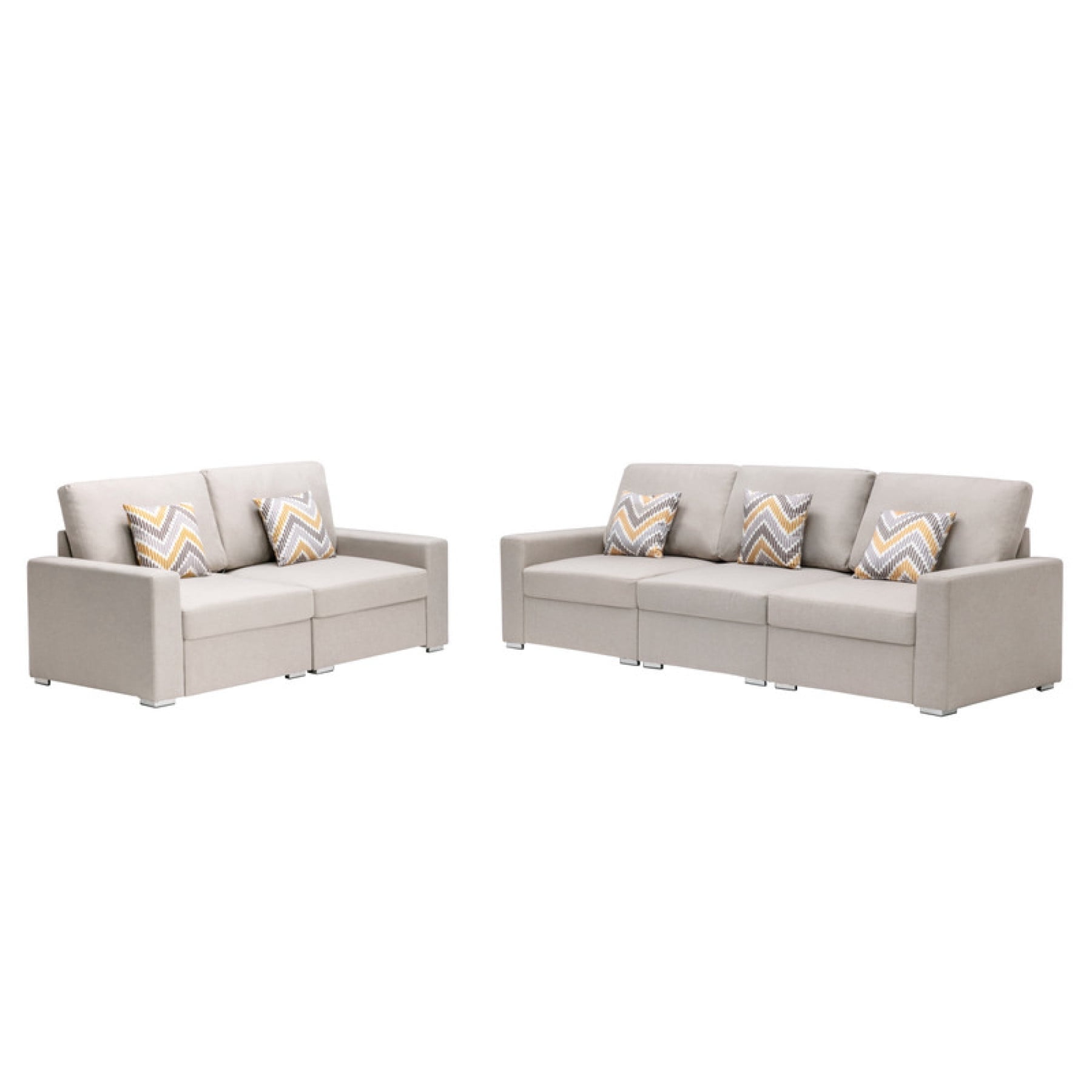 Newboti Furniture Nolan 95.5" Beige Linen Fabric Sofa and Loveseat ...