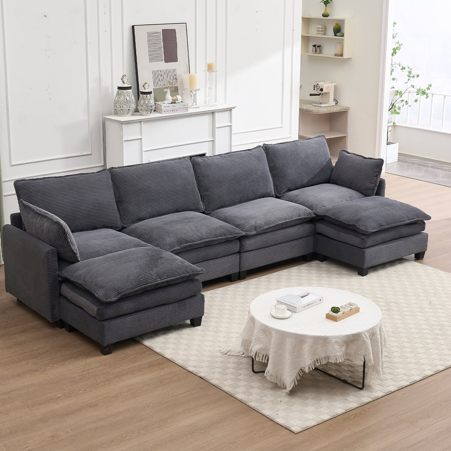 Newboti Furniture Oversized Modular Sofa, Velvet Large U-Shaped Couch ...