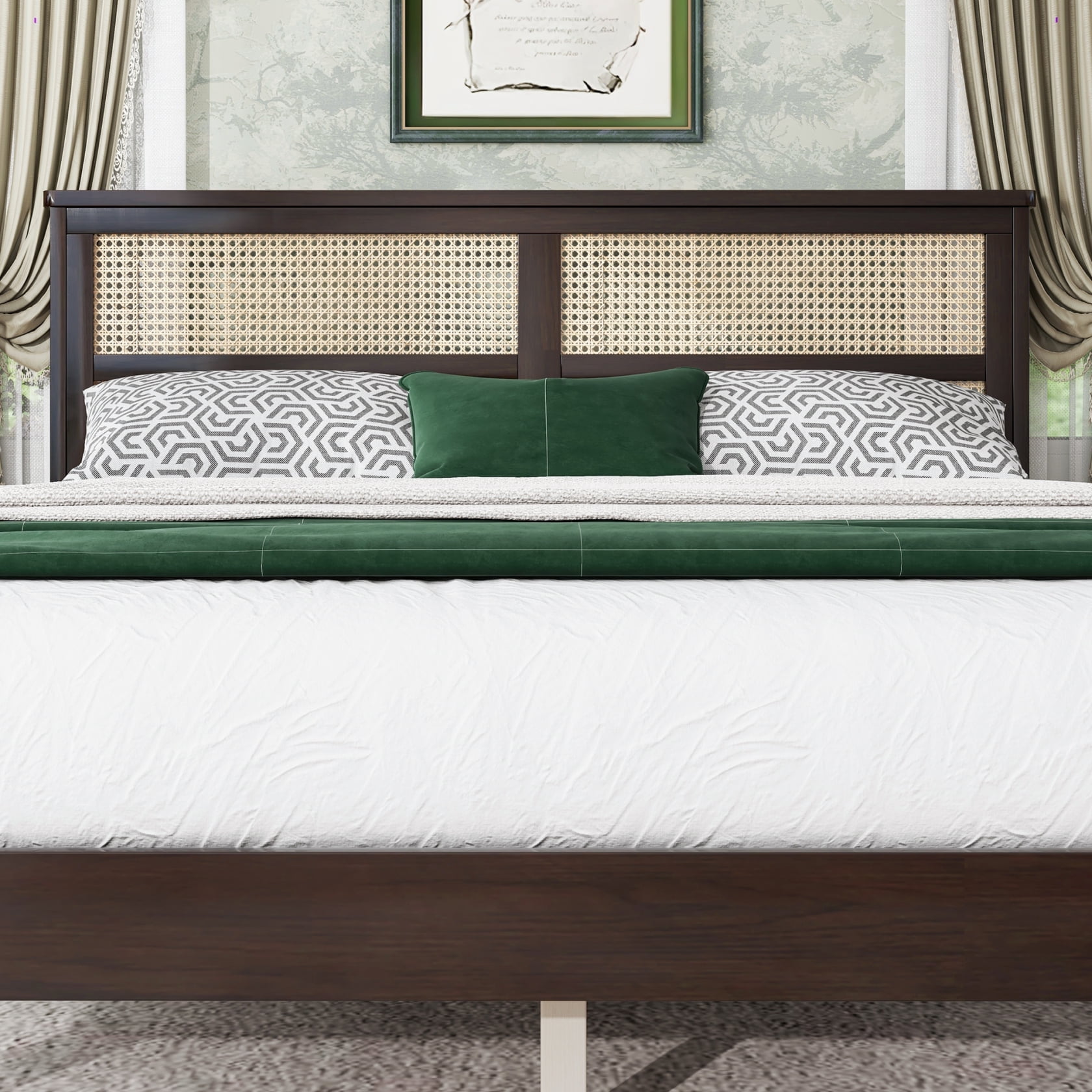 Newboti Furniture Queen Size Rubber Wooden, Solid Wooden Bed with ...