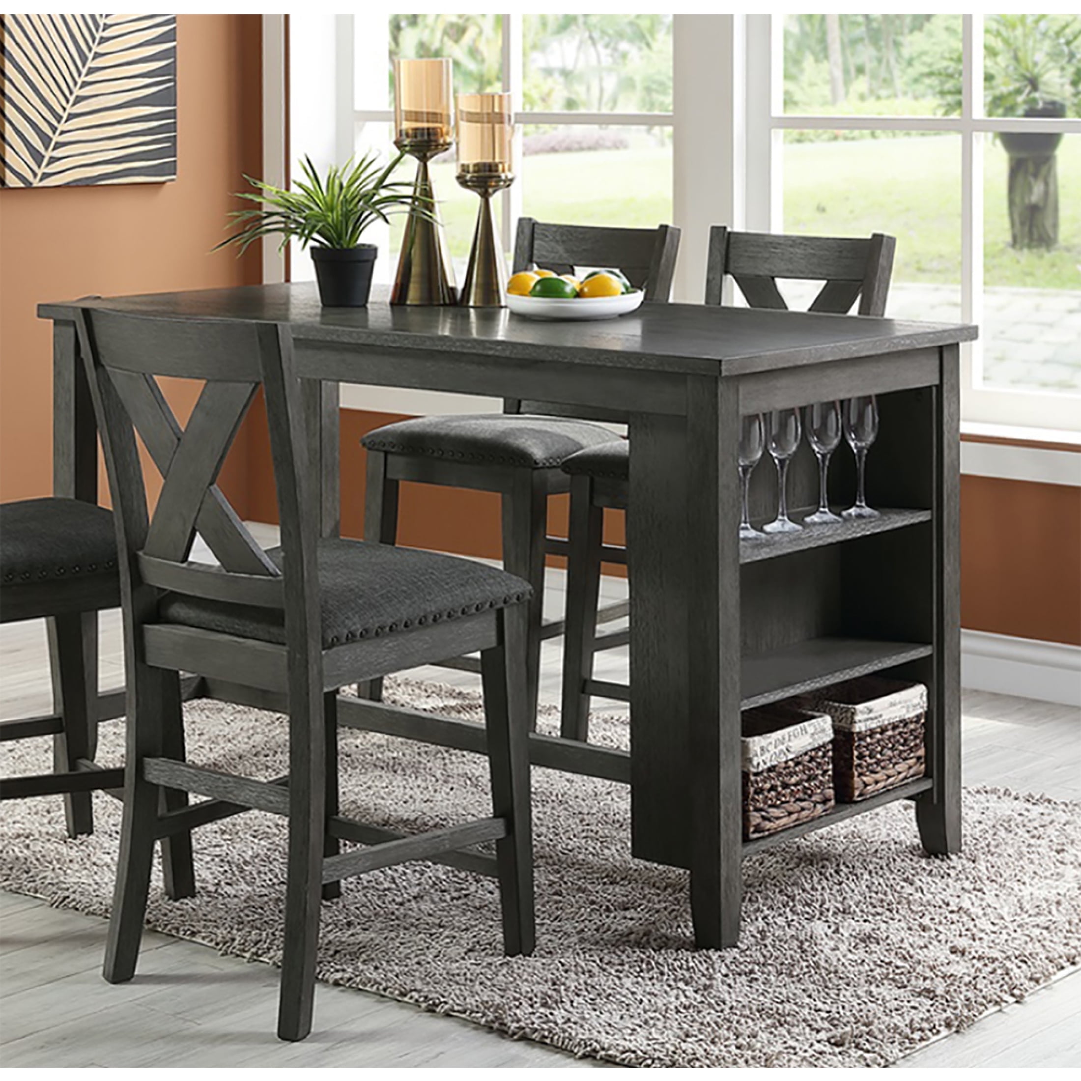 Newboti Furniture Rectangle Wooden Counter Height Dining Table with ...