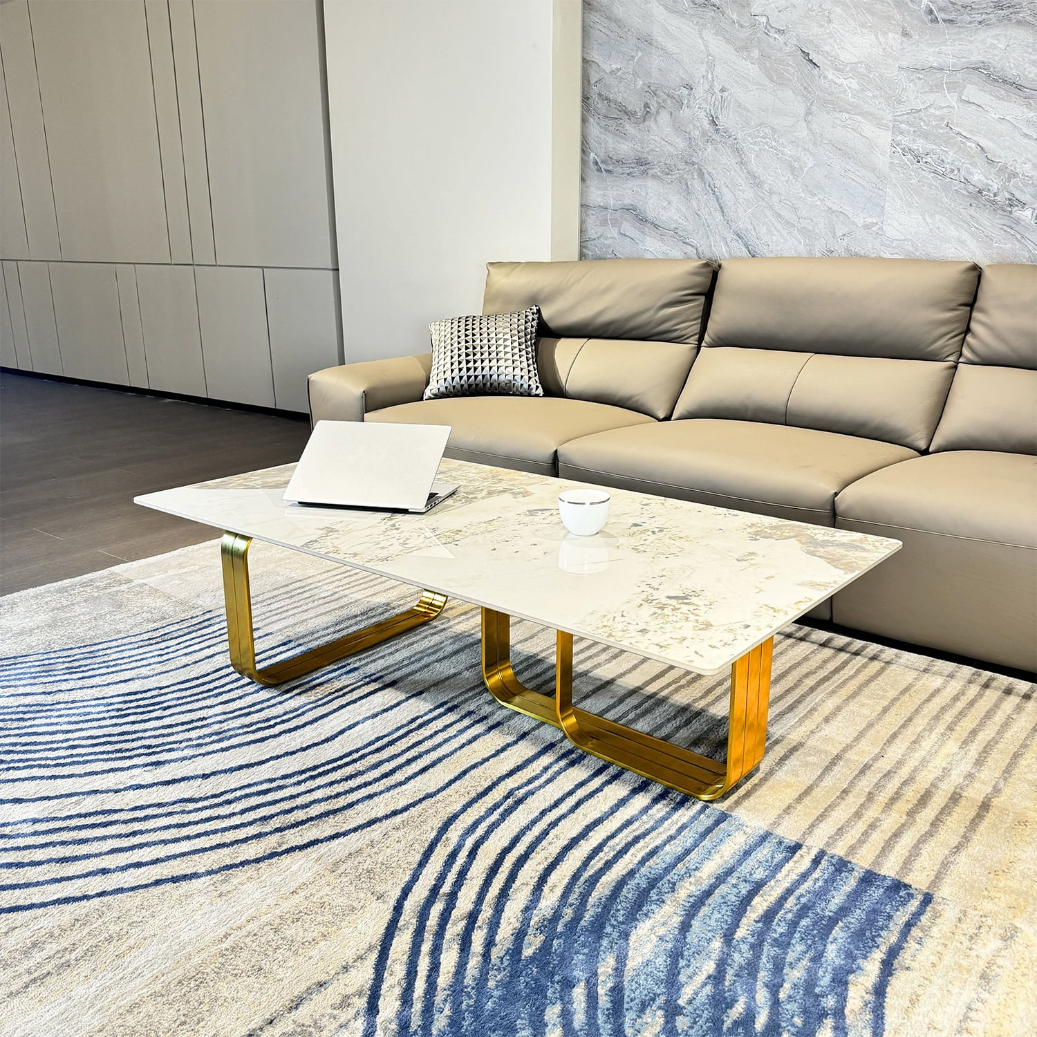 Newboti Furniture Rectangular Coffee Table With Sintered Stone Top ...