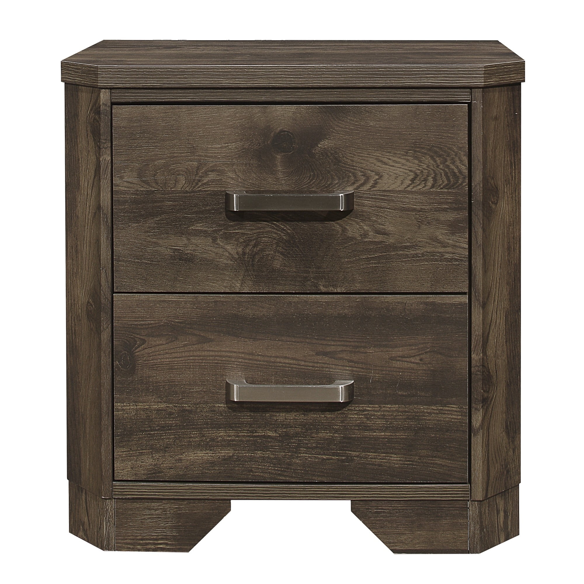 Newboti Furniture Rustic Brown Finish Nightstand with Storage Drawers ...