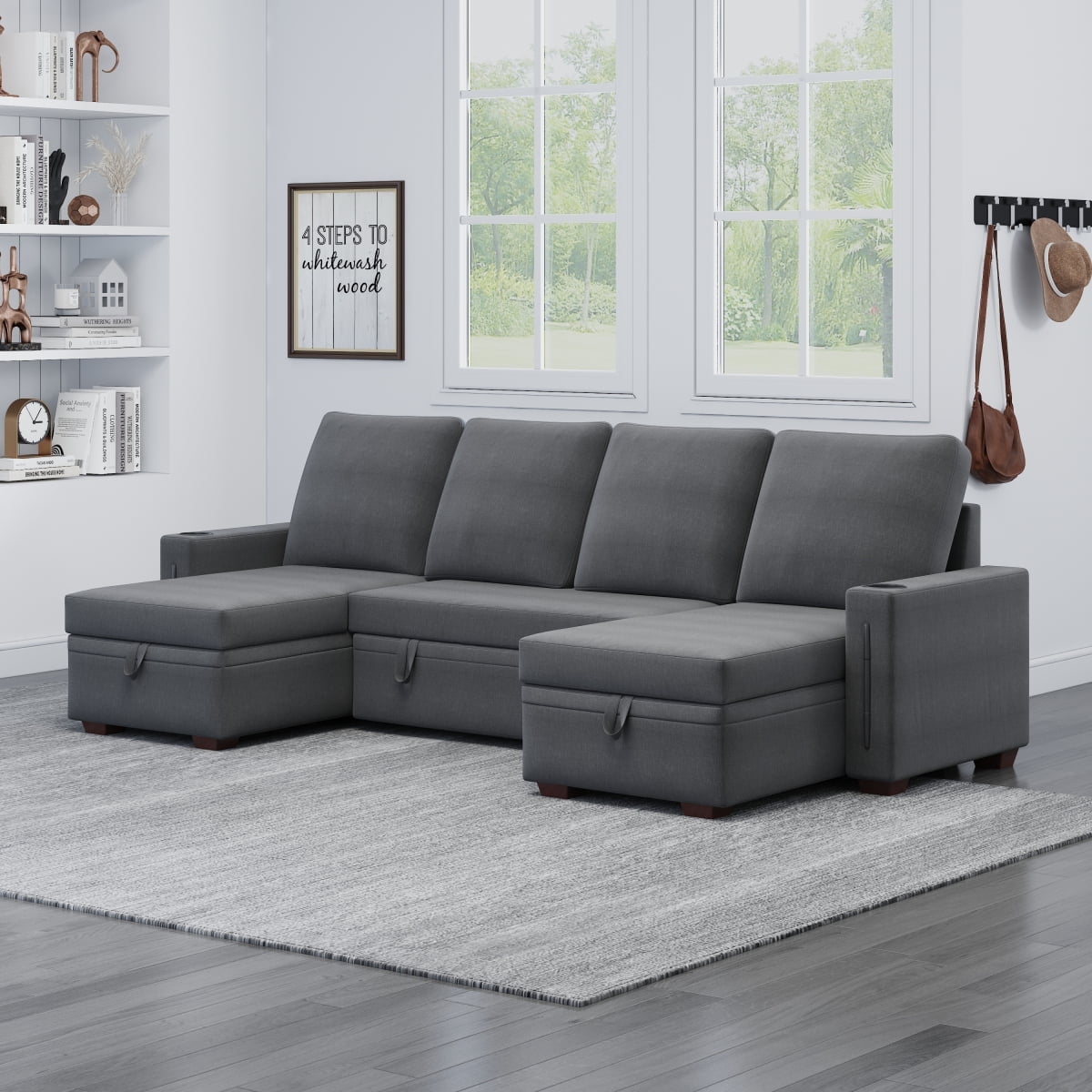 Newboti Furniture Sectional Sofa With Storage, 96" U Shaped Sectional ...