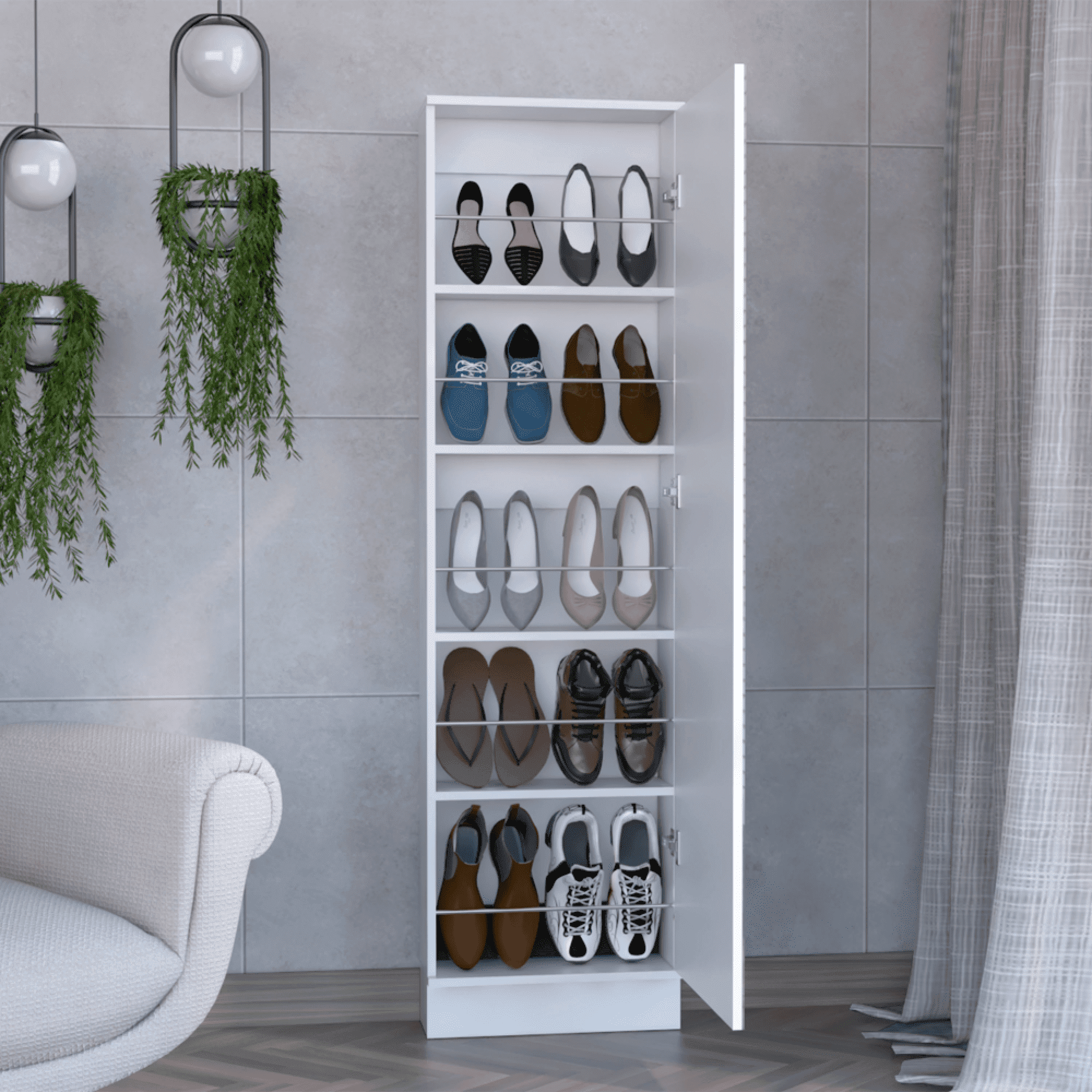 Newboti Furniture Shoe rack 67" H, five internal Storage Shelves, a ...
