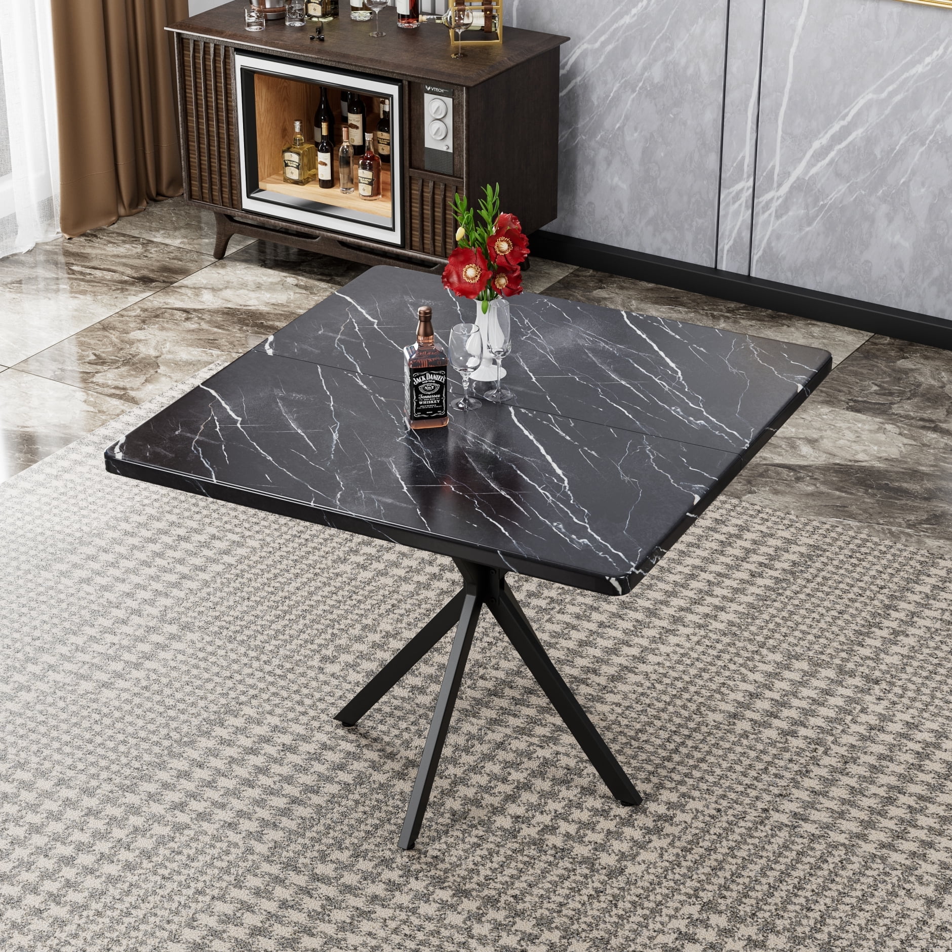 Newboti Furniture Square Dining Table, Mid Century Modern Square Dining ...