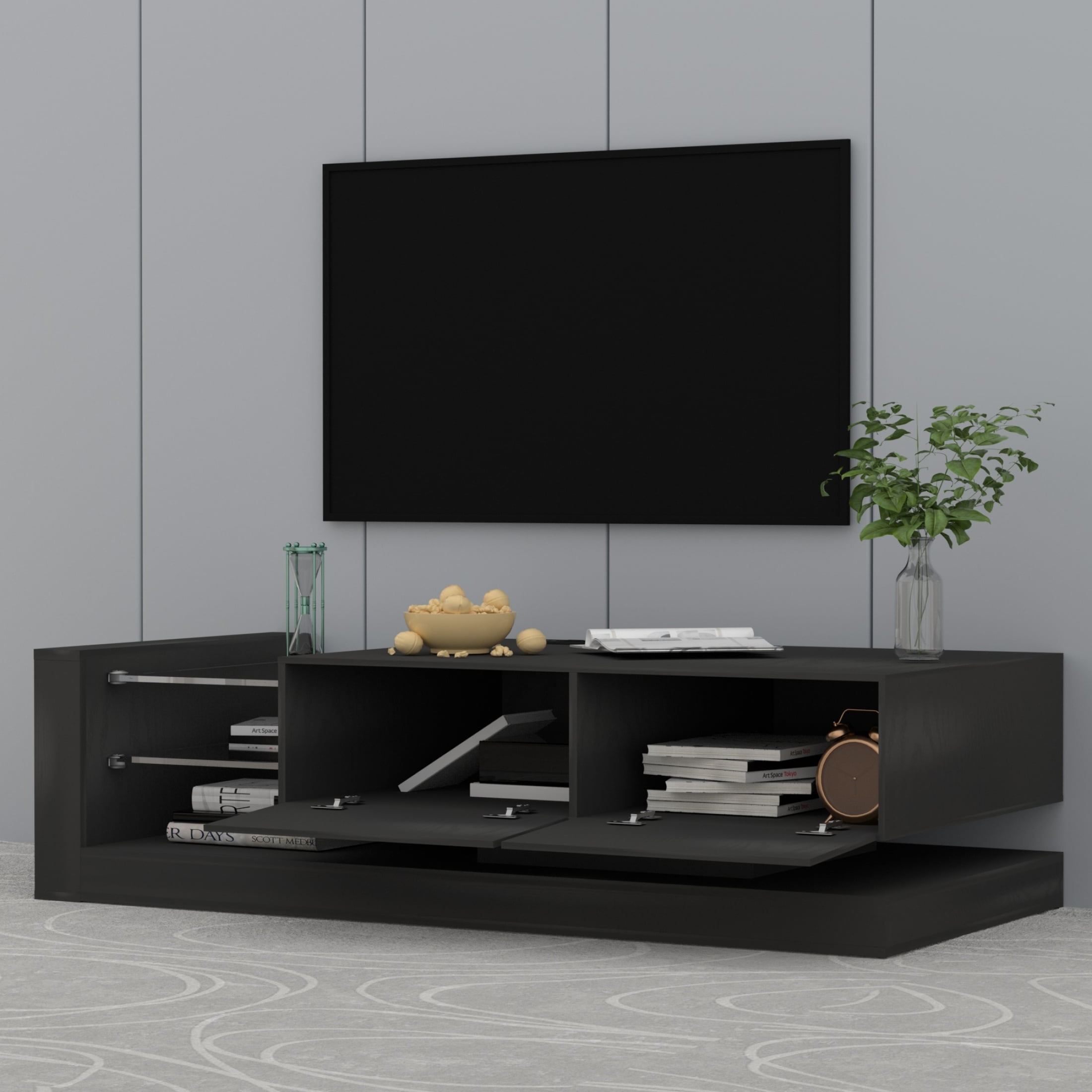Newboti Furniture TV Console with Storage Cabinets, Full RGB Color 31 ...