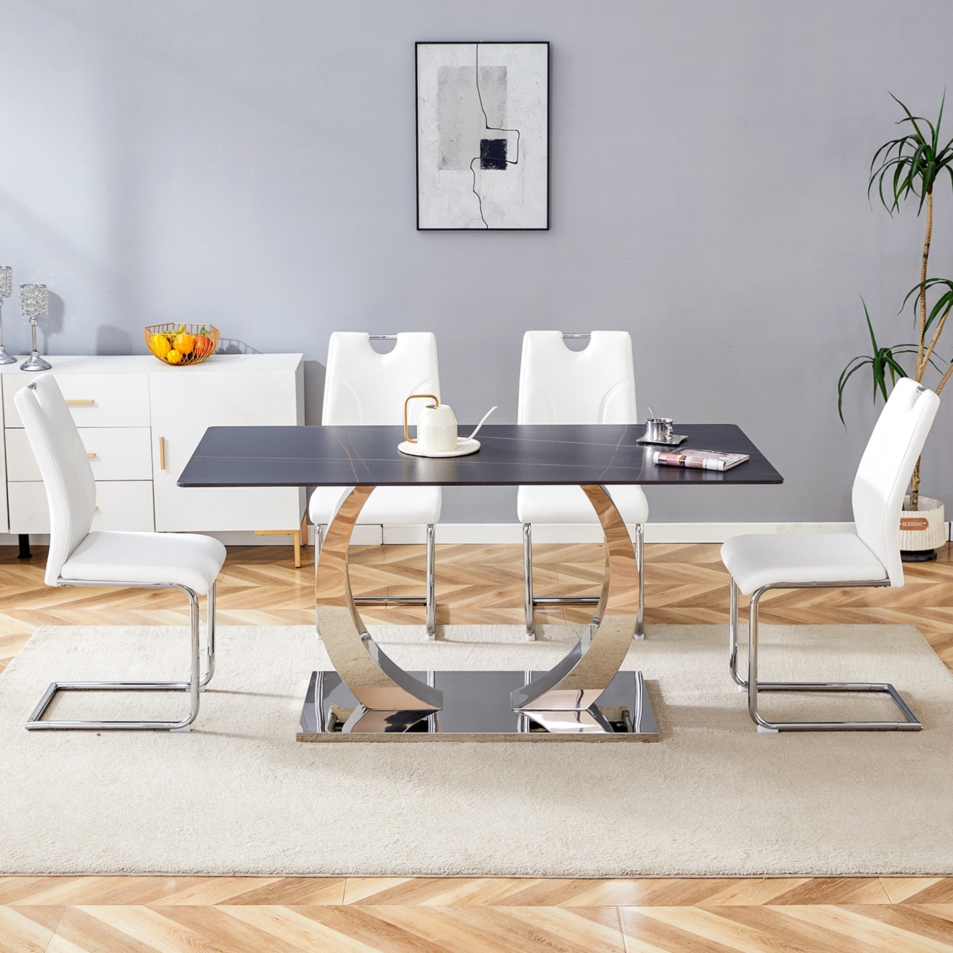 Newboti Furniture Table And Chair Set.63X31.5-Inch Sintered Stone ...