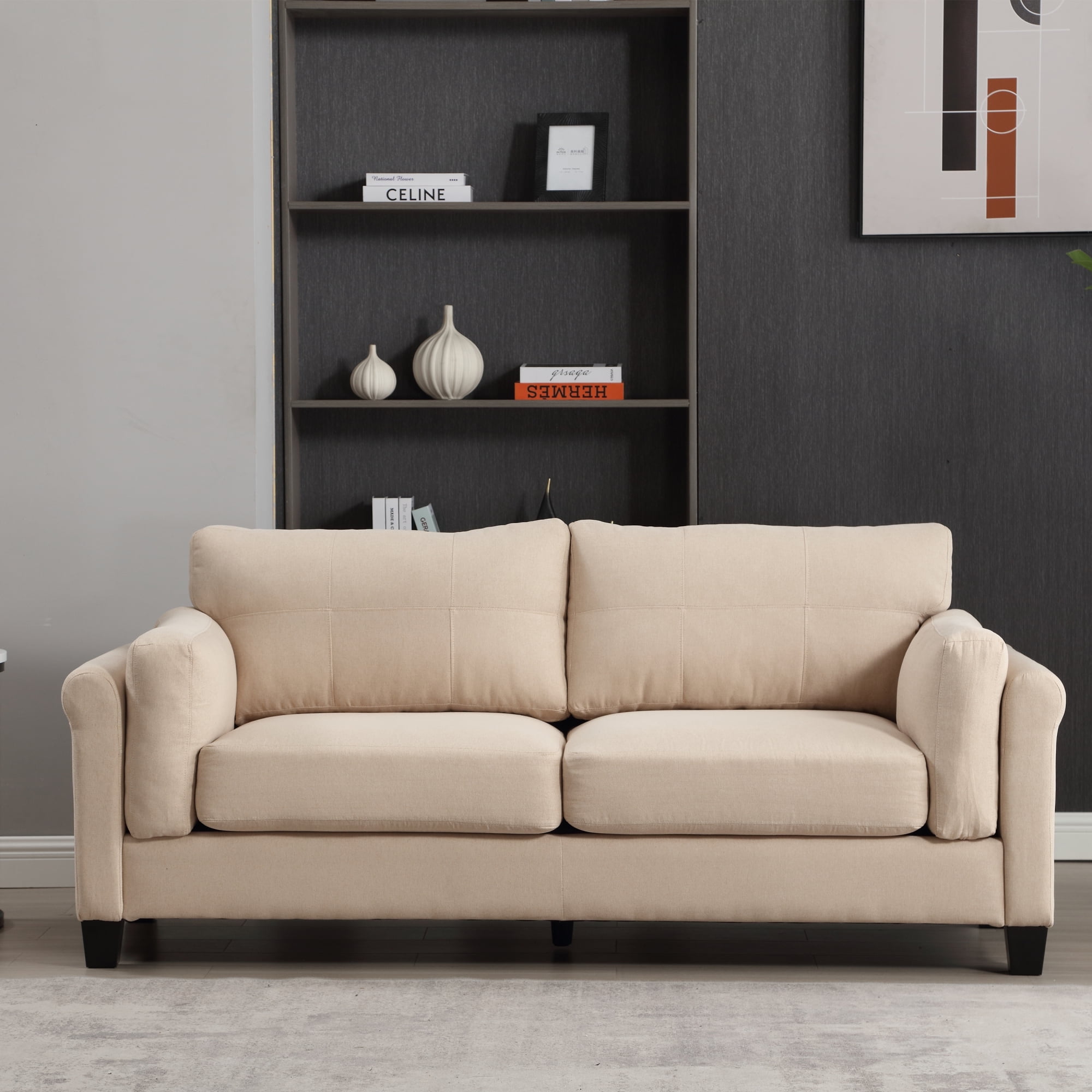Newboti Furniture {VIDEO PROVIDED} OVERSIZED 79" Modern Style Button Tufted Linen Upholstered 3 ...
