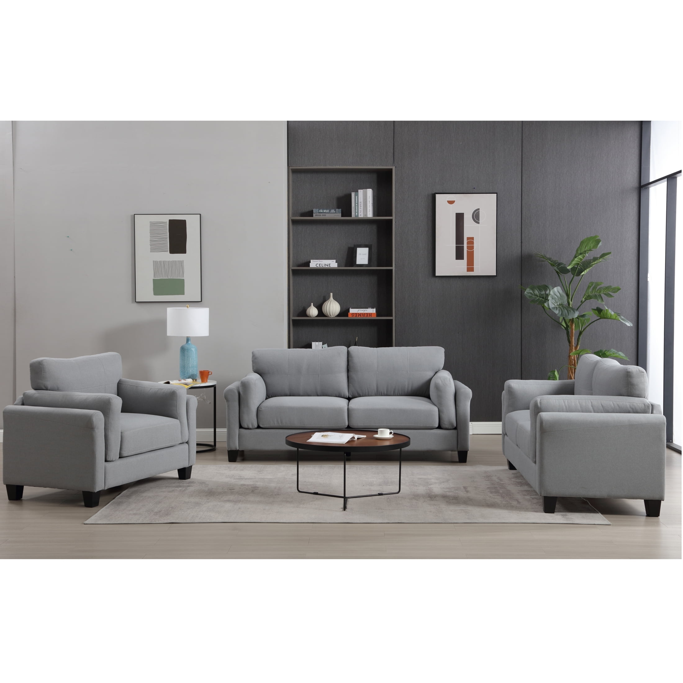 Newboti Furniture { VIDEO PROVIDED} OVERSIZED Modern 3 Pieces Sofa Set for Living Room Double ...