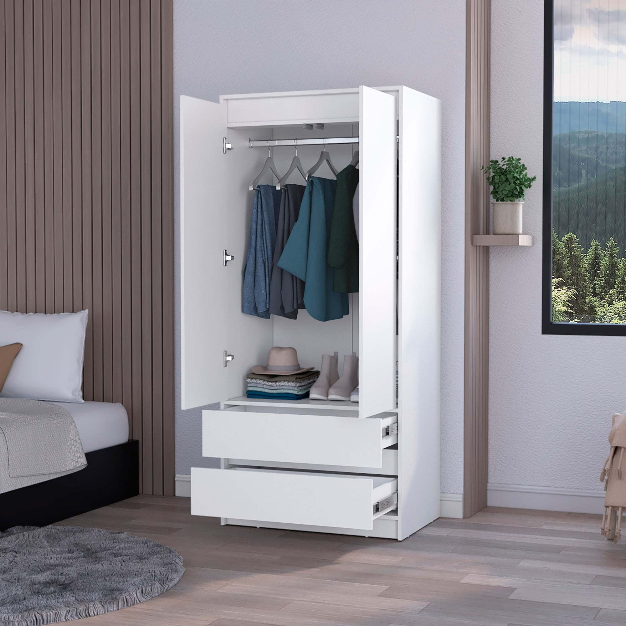 Newboti Furniture White 2-Drawer Armoire 28370 - Walmart.com