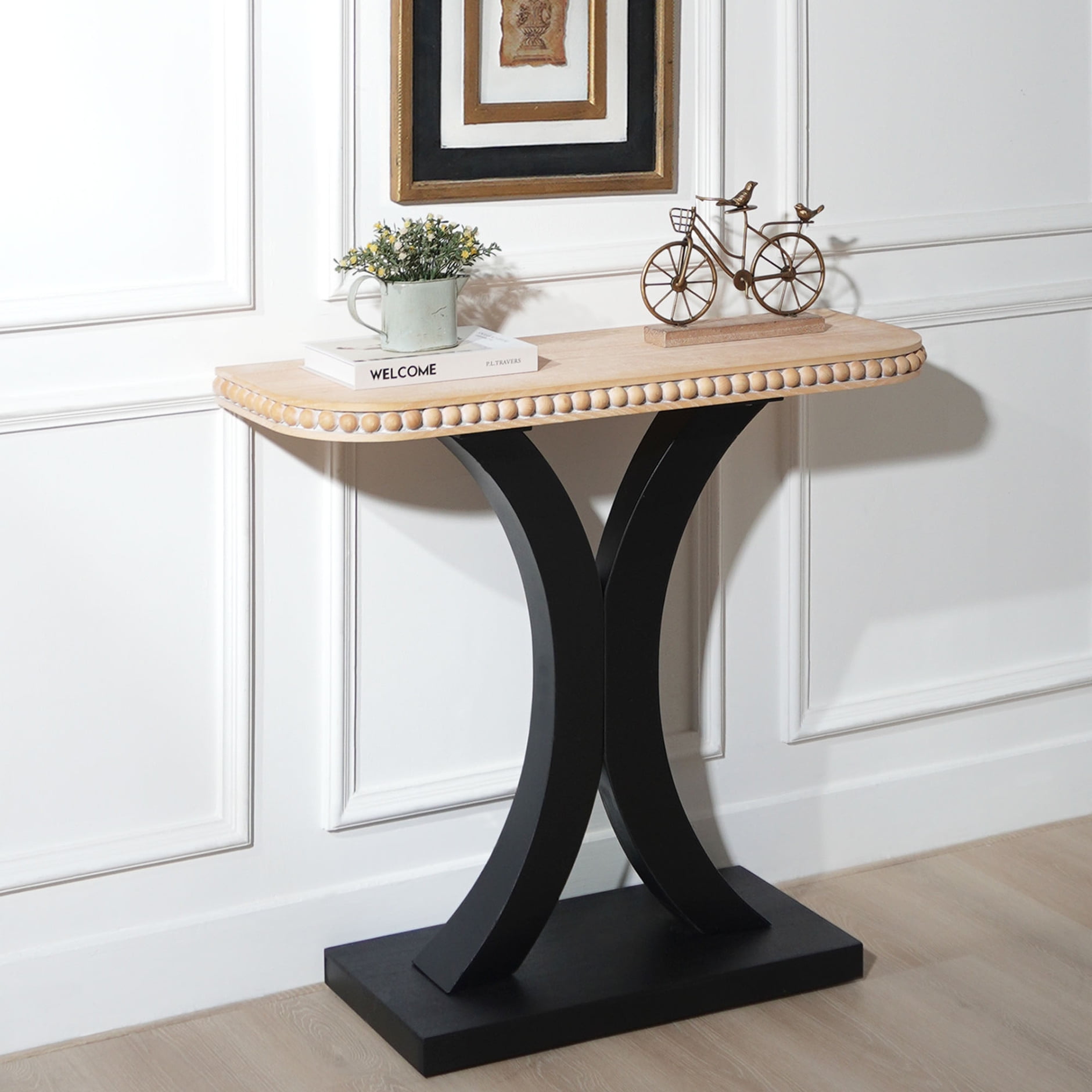 Newboti Furniture Wood Console Table, Elegant Half-Moon Console Table ...
