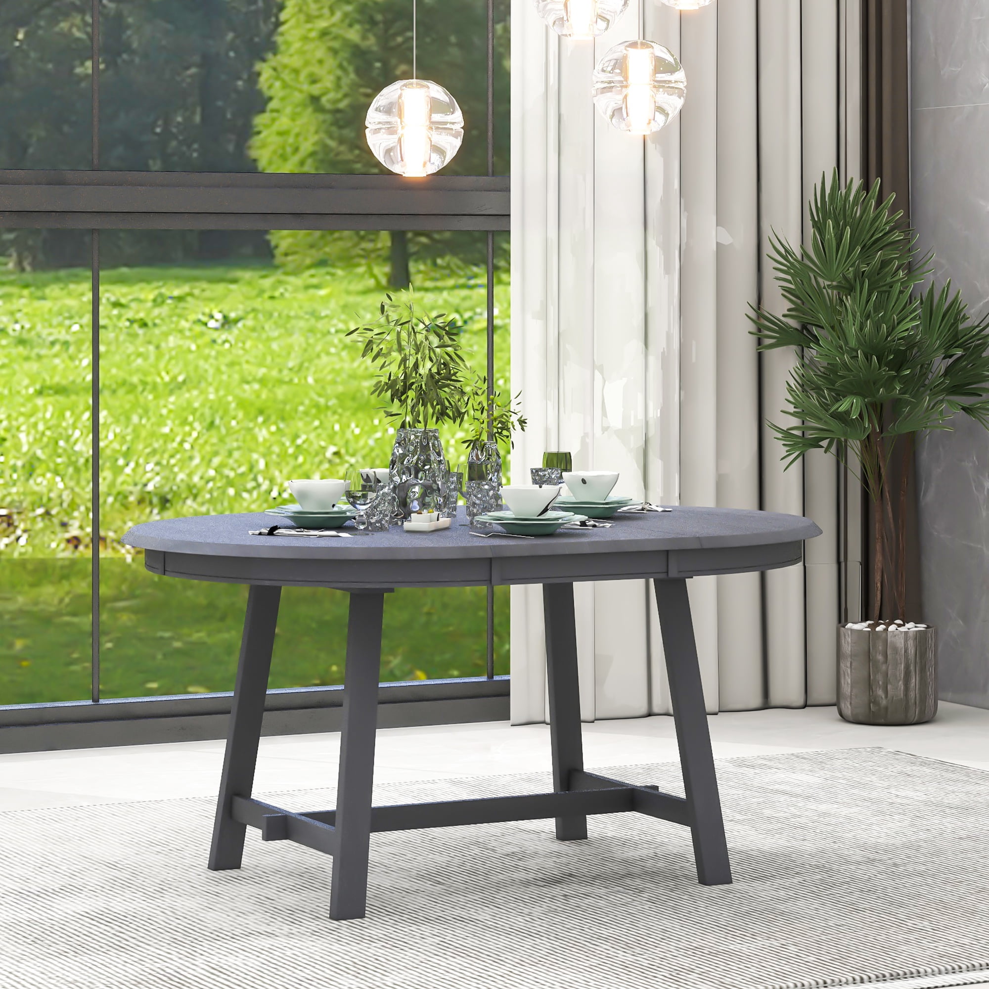 Newboti Furniture Wood Dining Table Round Extendable Dining Table for ...