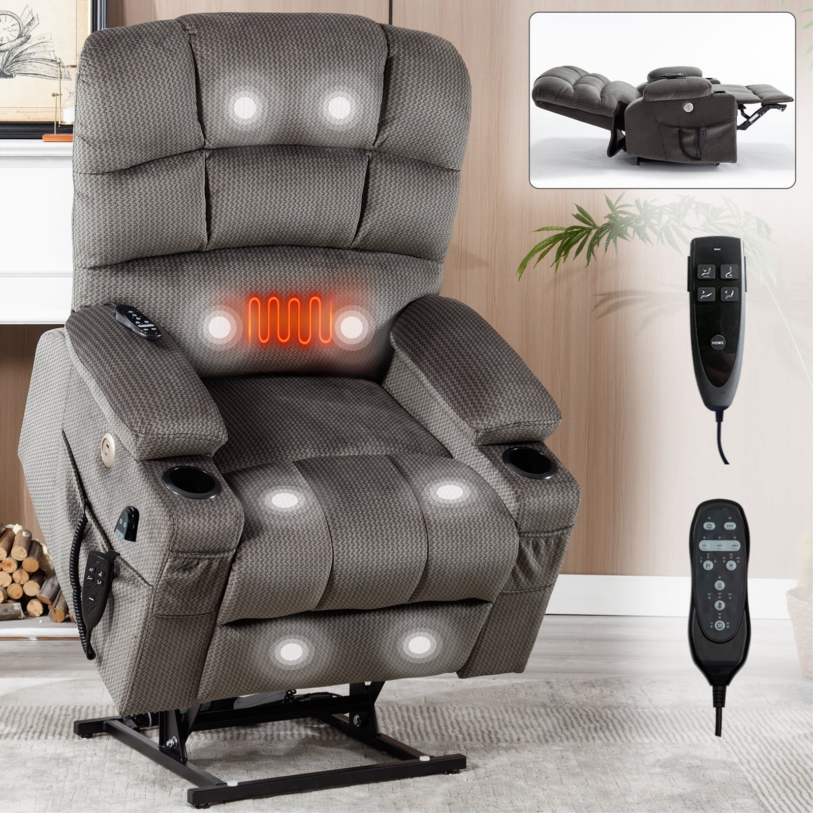 Newboti Grey Dual Motor Infinite Position Up To 350 Lbs Chenille Power ...