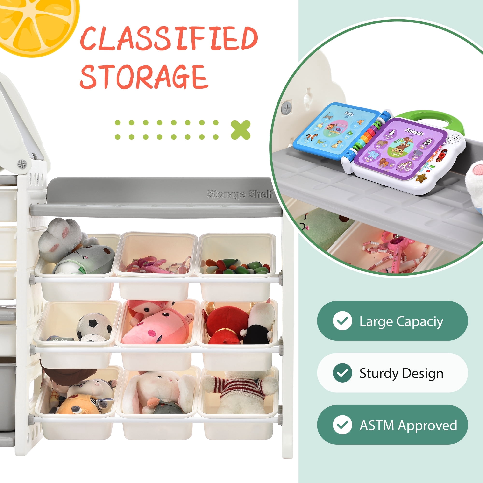Newboti Kids Toy Storage Organizer with 14 Bins, Multi-functional ...