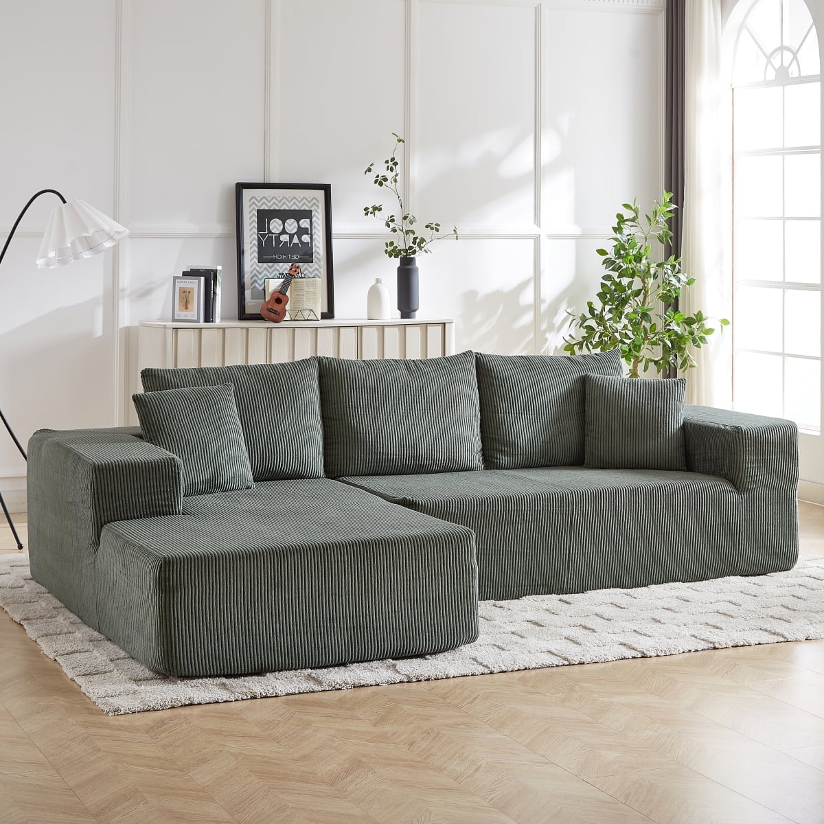 Newboti Modern Corduroy Upholstered Sectional Sofa Couch Set,Modular ...