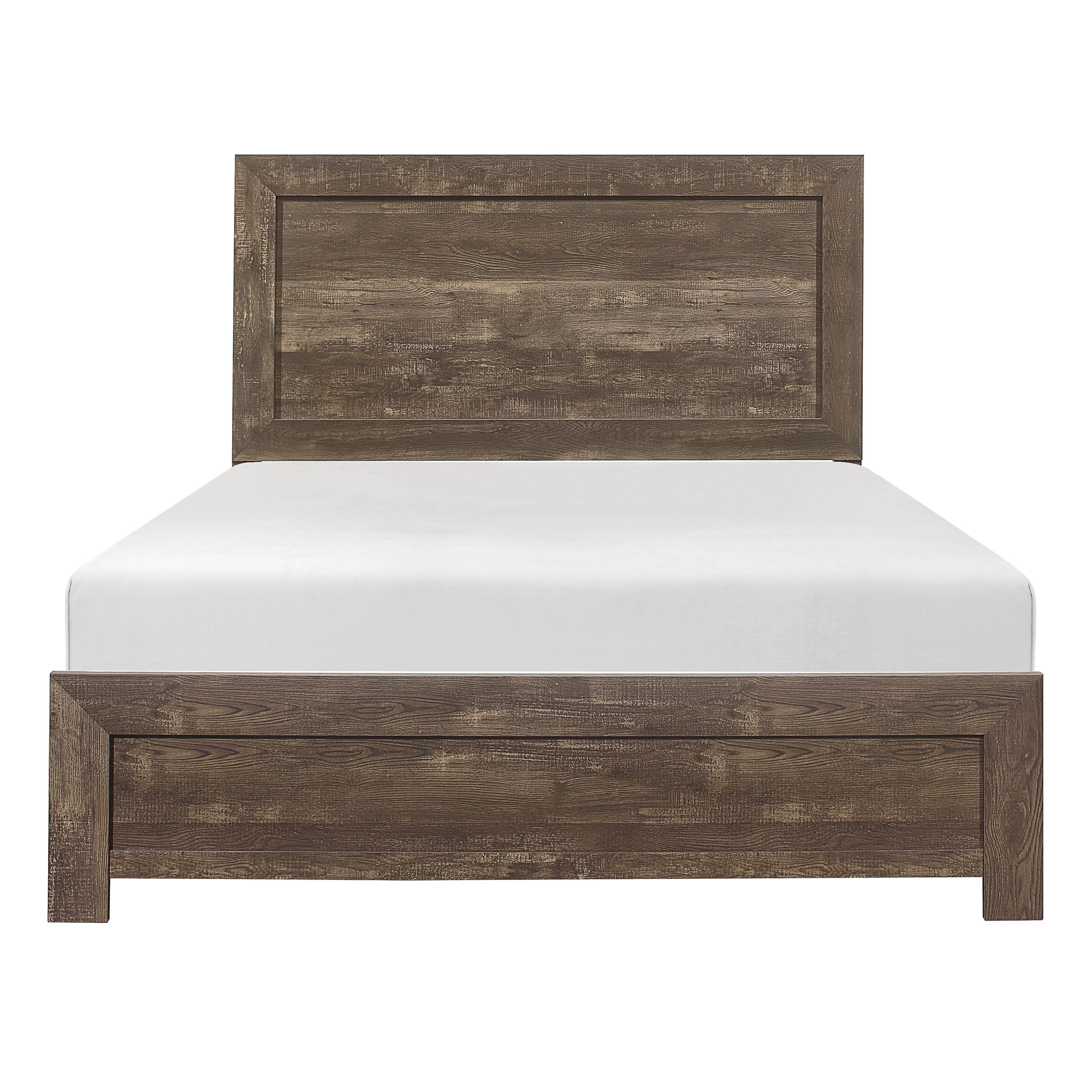 Newboti Rustic Brown Finish Full Size Panel Bed Wooden Bedroom ...