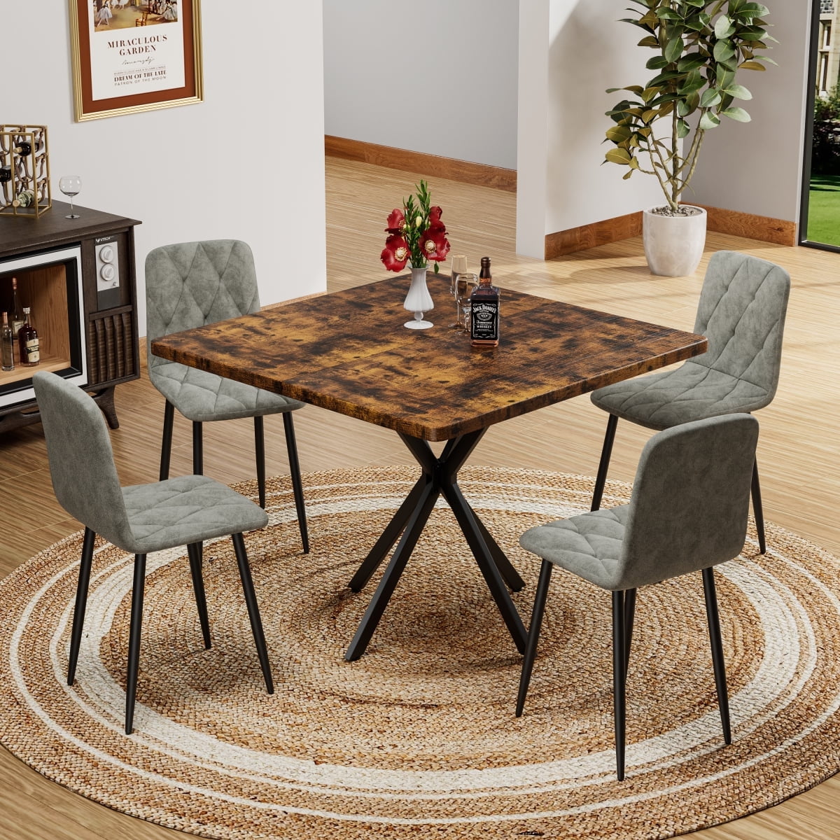 Newboti Square Dining Table Set, Mid Century Modern Square Dining Table ...