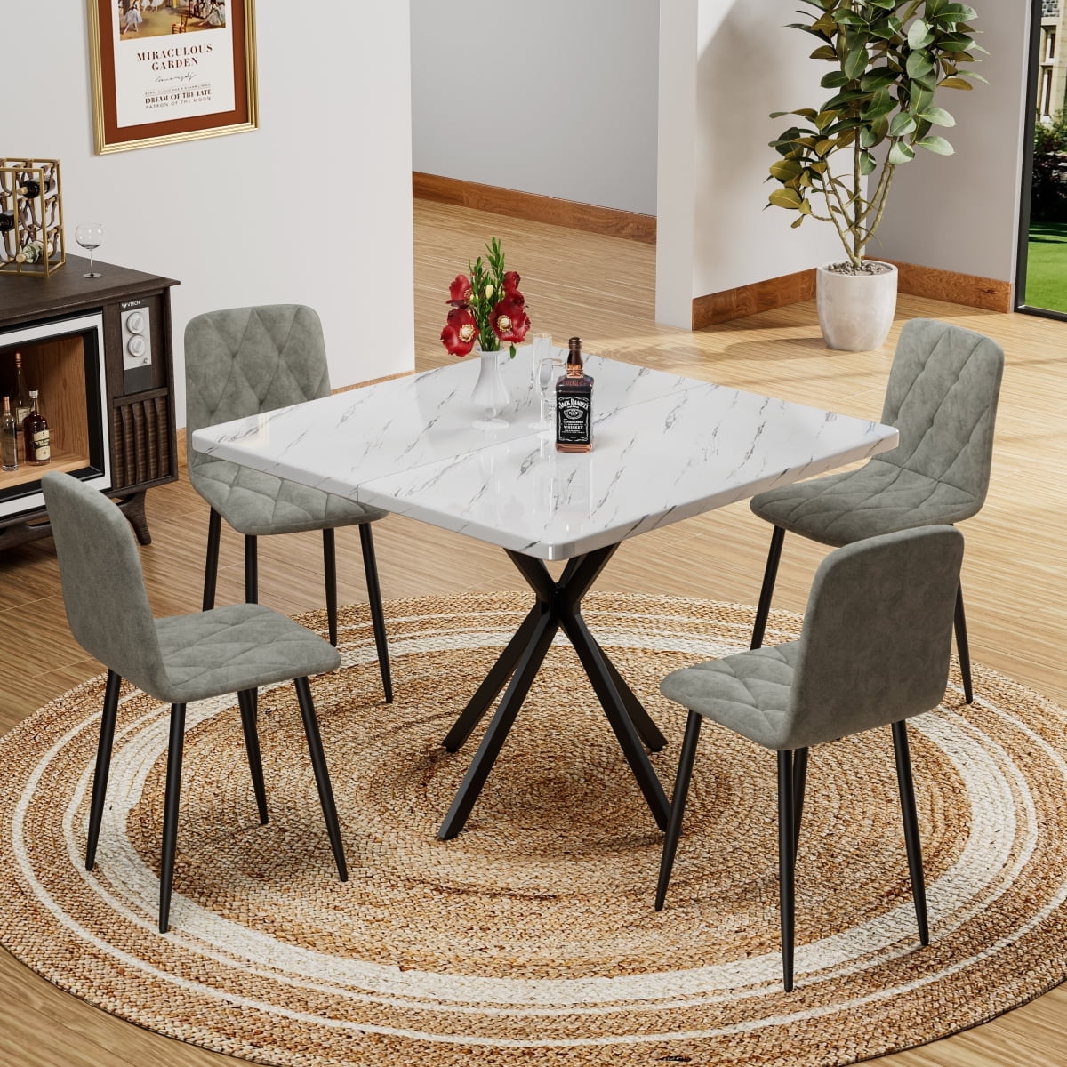 Newboti Square Dining Table Set, Mid Century Modern Square Dining Table ...