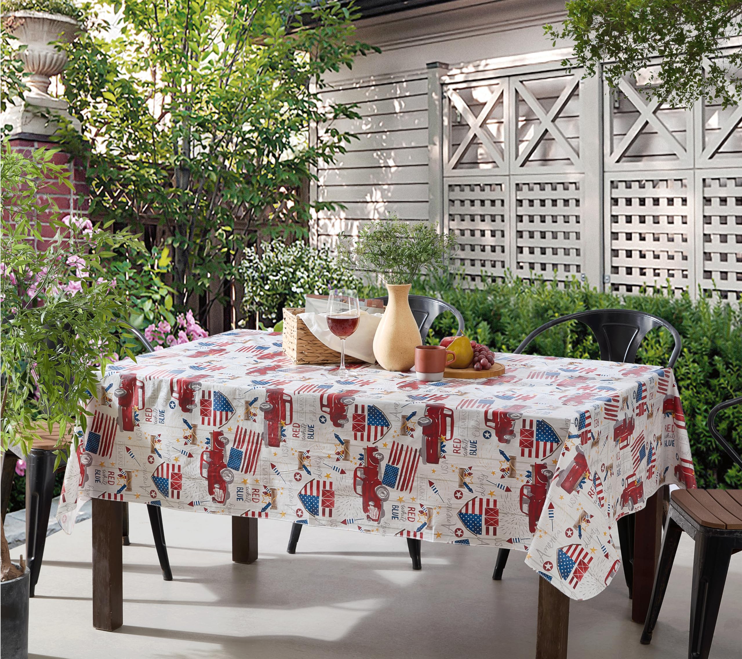 4th of July Tablecloth Patriotic Decorations Red White and Blue Print ...