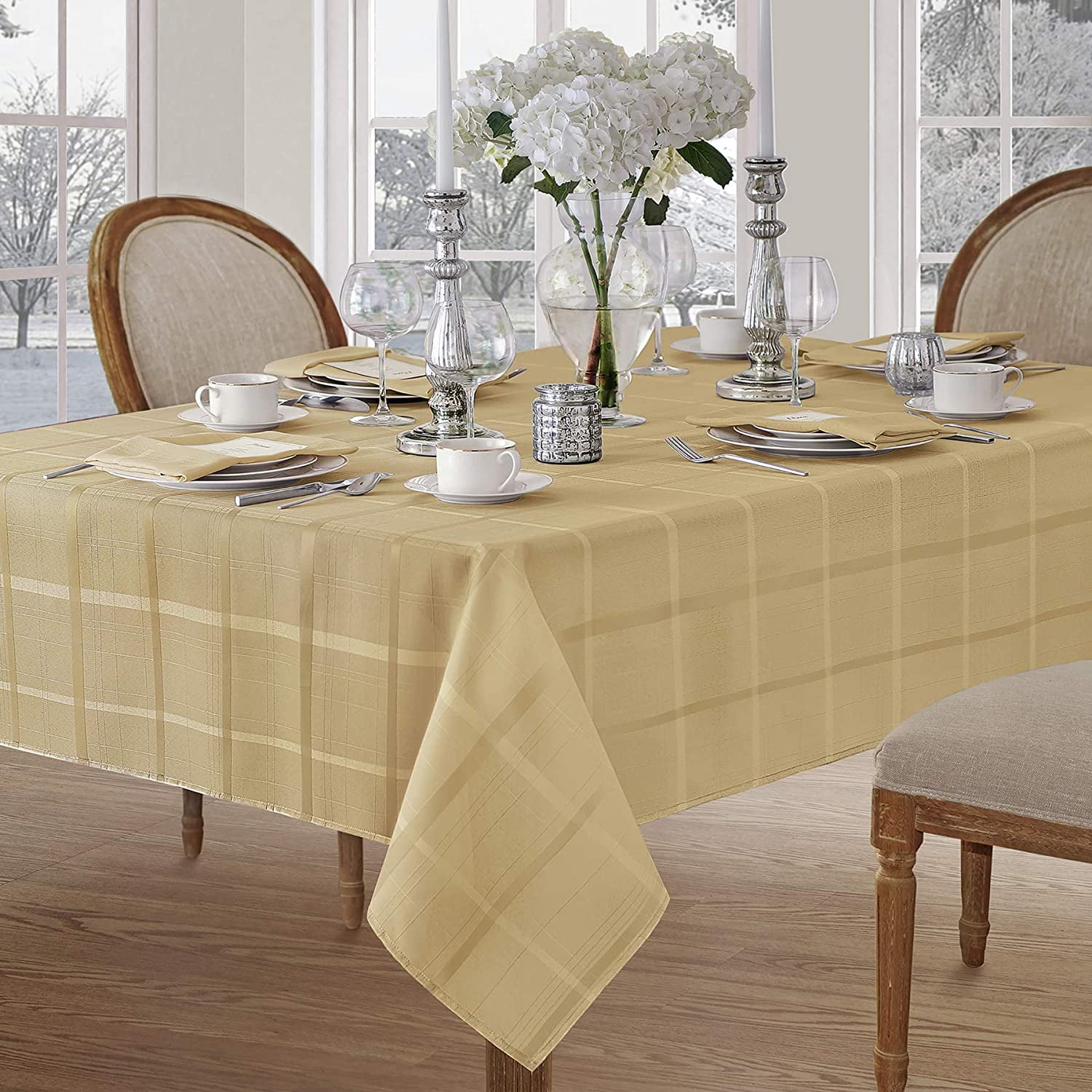 Newbridge 60 x 144 Inch Rectangle Fabric Tablecloth, Elegance Plaid ...